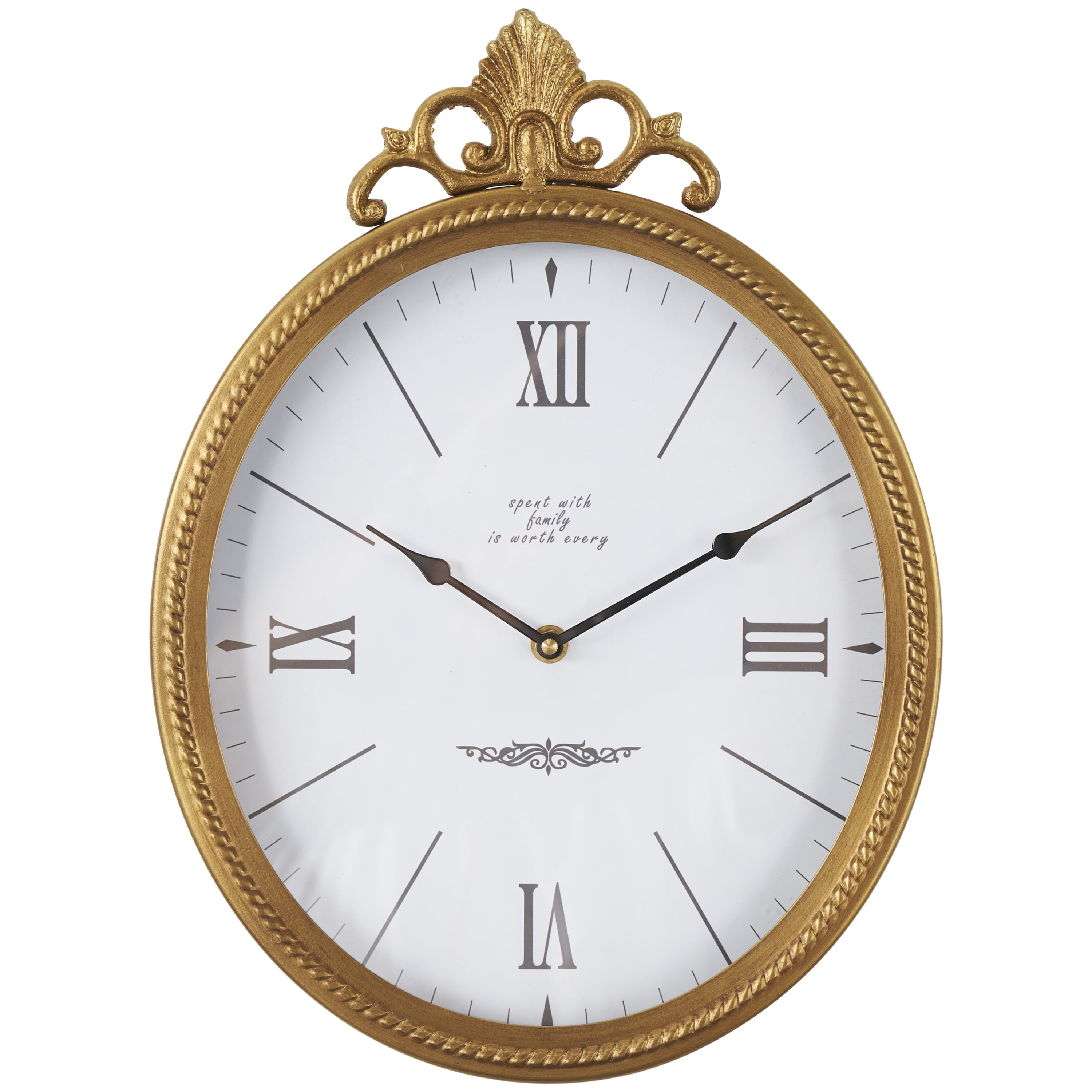 DecMode 11" Gold Metal Antique Inspired Wall Clock with Scrolled Finial ...