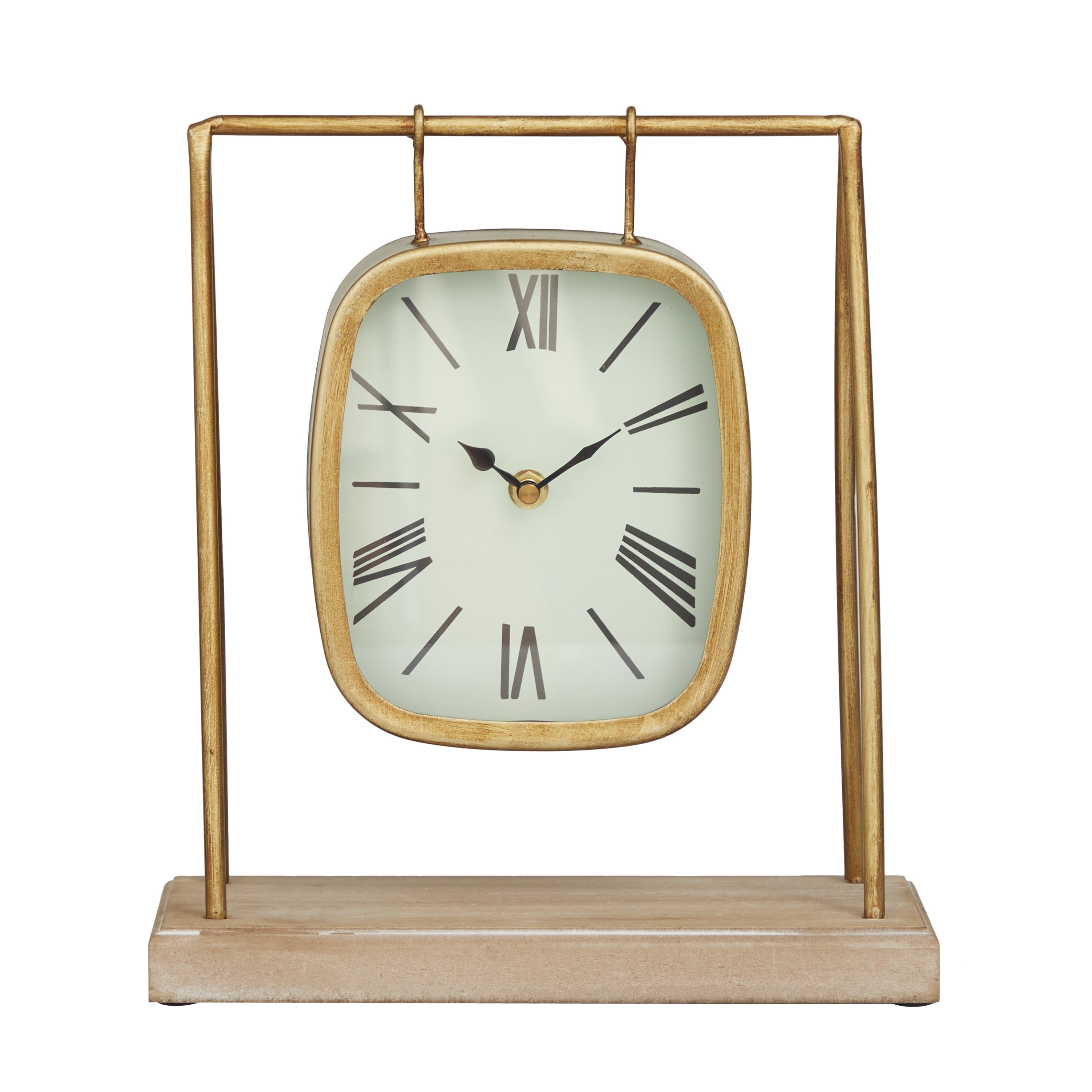 DecMode 11" Gold Wood Pendulum Clock with Wood Base - Walmart.com
