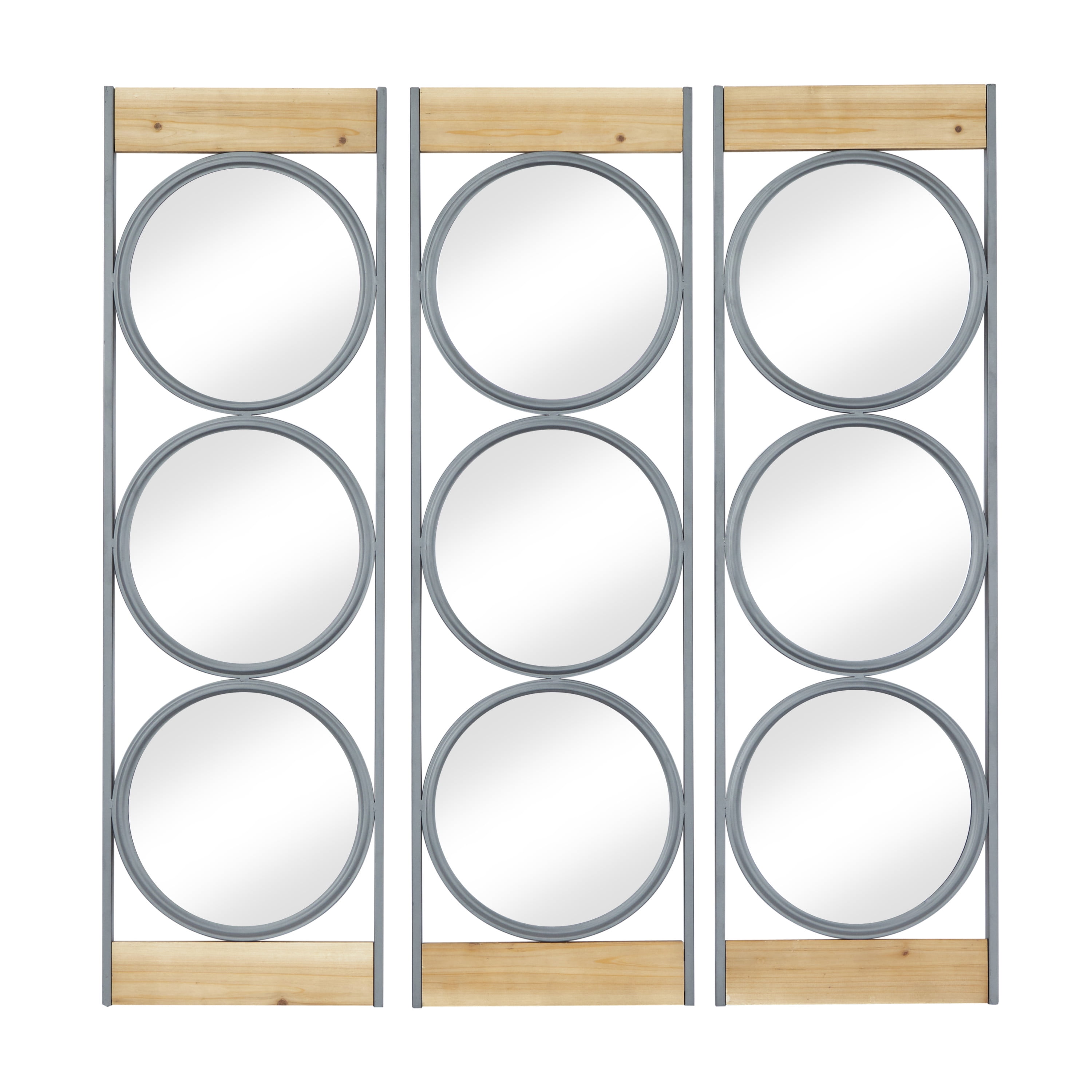 DecMode 11"W, 37"H Black Wall Mirror with Wood Accents, Set of 3 ...
