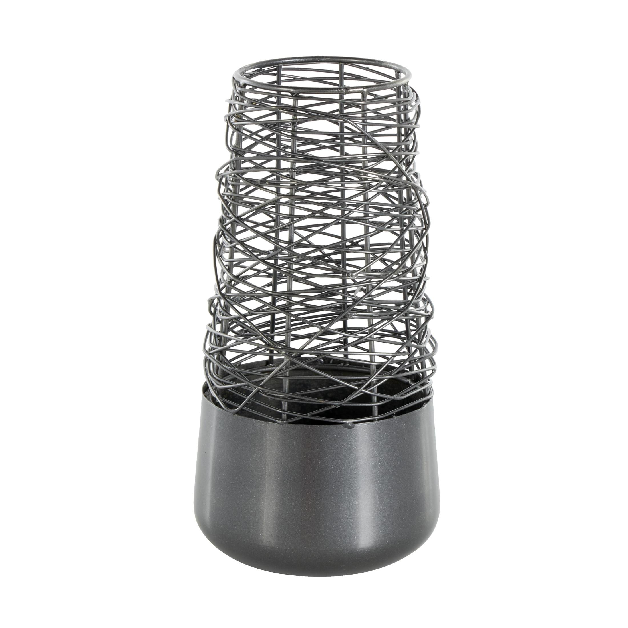 DecMode 12" Abstract Intertwined Wire Black Metal Vase with Solid Matte ...