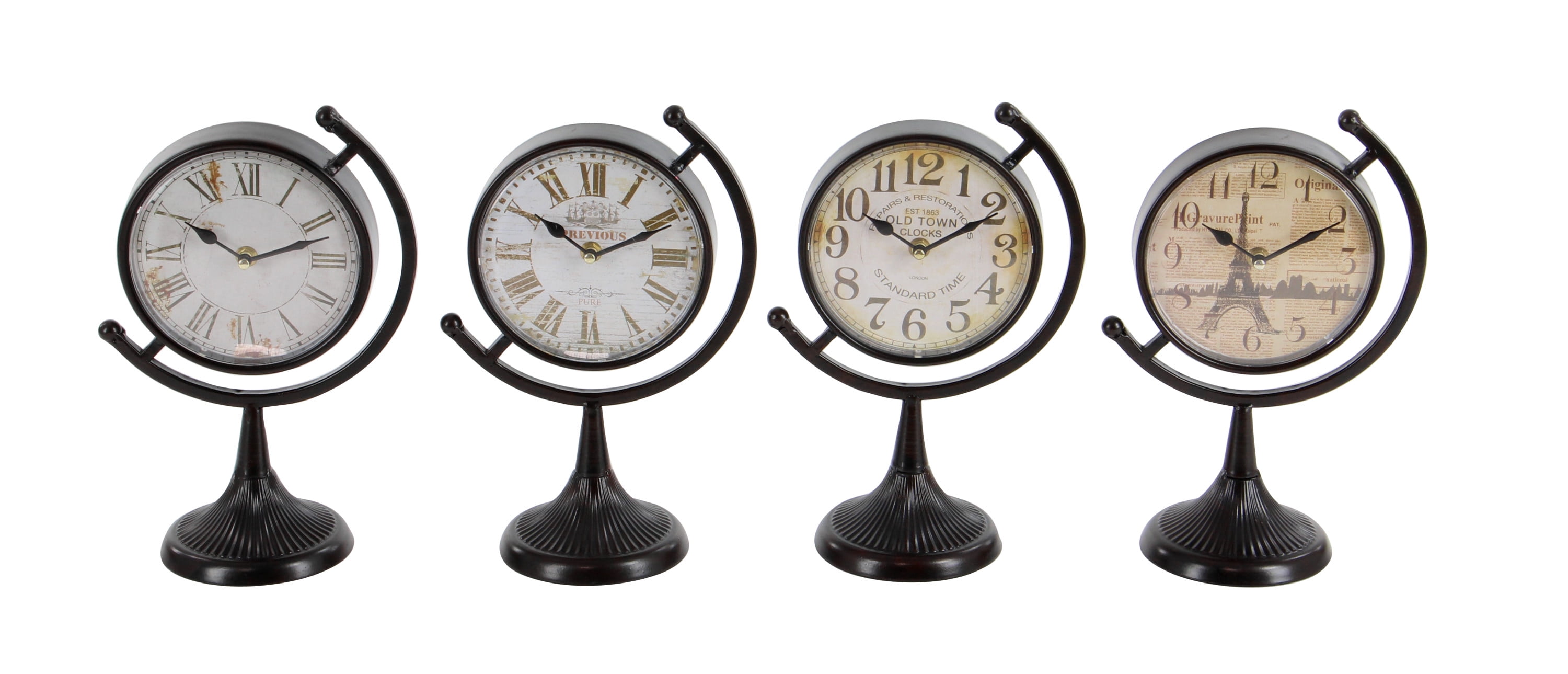 DecMode 12" Black Metal Clock with Tilted Stand, Set of 4 - Walmart.com