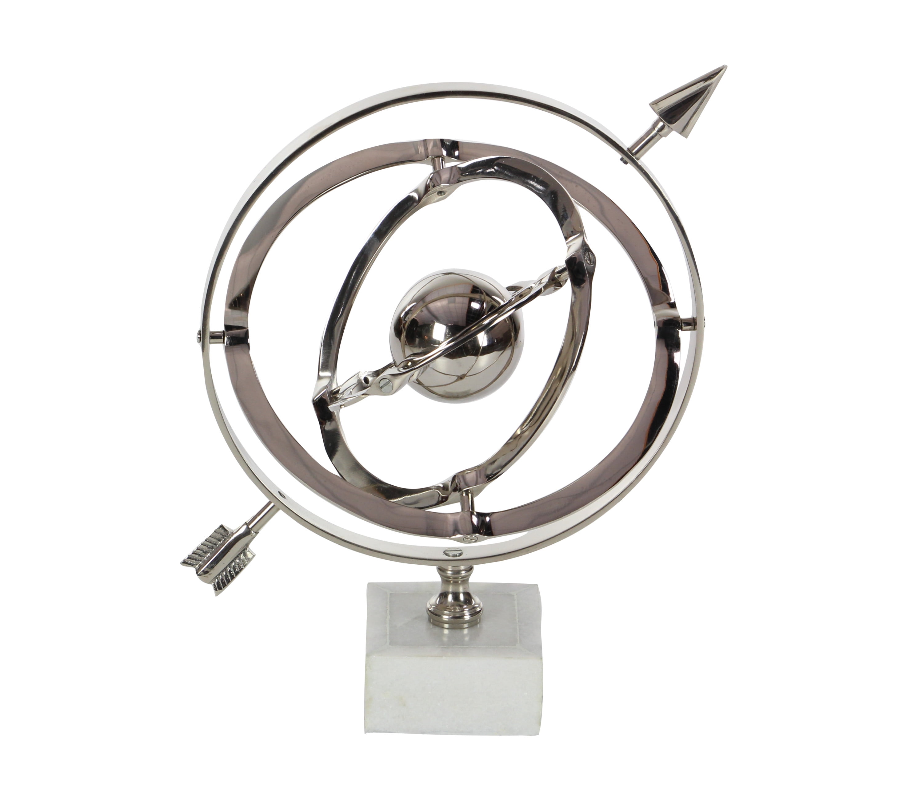 DecMode 12" Silver Armillary Globe with Marble Base - Walmart.com