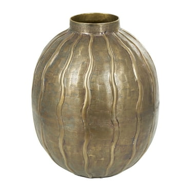 DecMode 34", 29", 25"H Tall Distressed Metallic Gold Metal Vase with ...