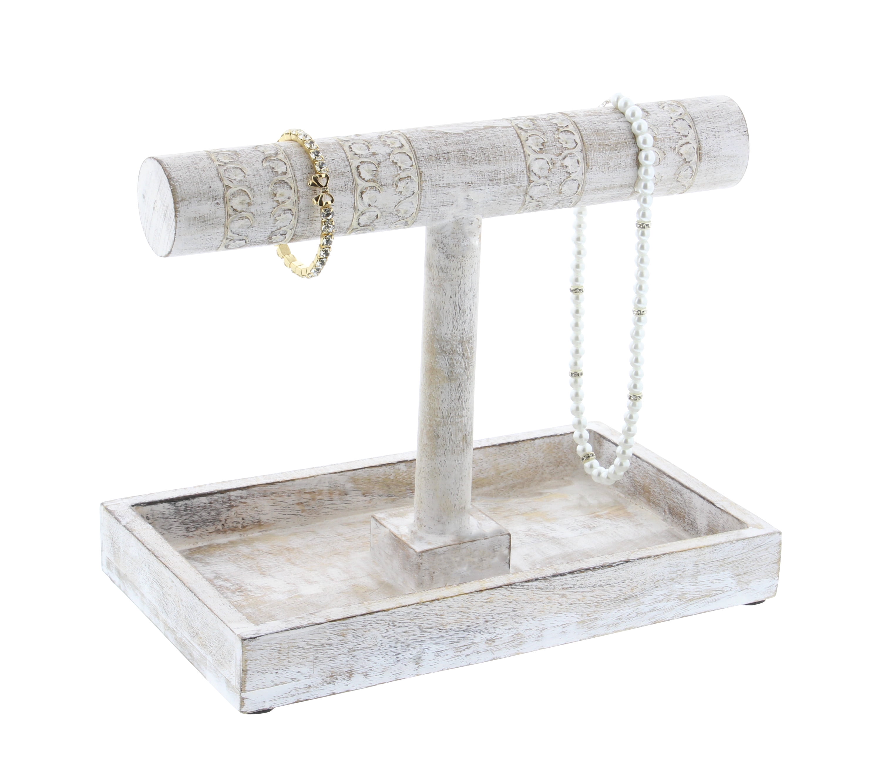 DecMode 12"W, 10"H Mango Wood Coastal Jewelry Stand, White, 1 - Piece ...