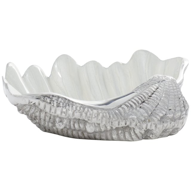 Free Shipping! DecMode 12" x 3" White Aluminum Shell Shell Serving Bowl ...