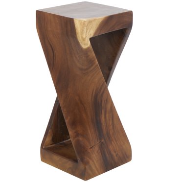 DecMode 14" x 24" White Wood Inverted Pyramid Geometric Accent Table ...