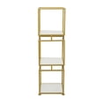 DecMode 12" x 39" Gold Metal Cube 3-Tier Shelving Unit with 3 Marble ...