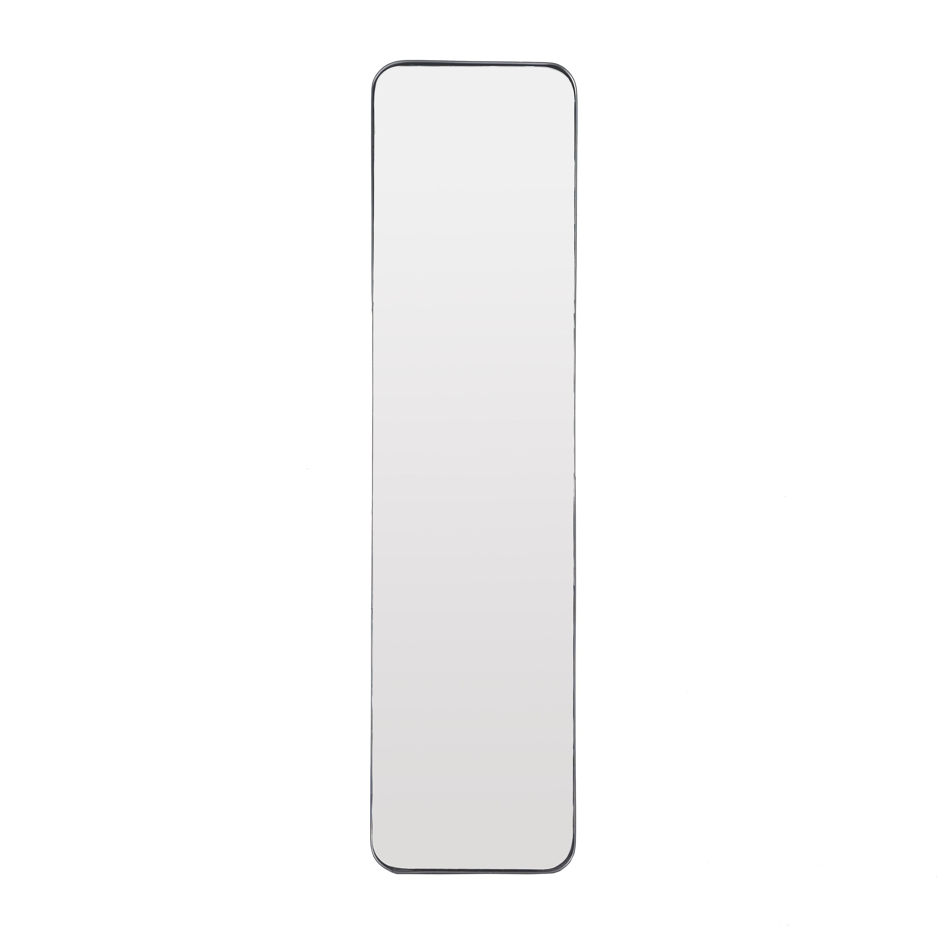 DecMode 12" x 48" Black Slim Minimalistic Wall Mirror with Thin Frame ...