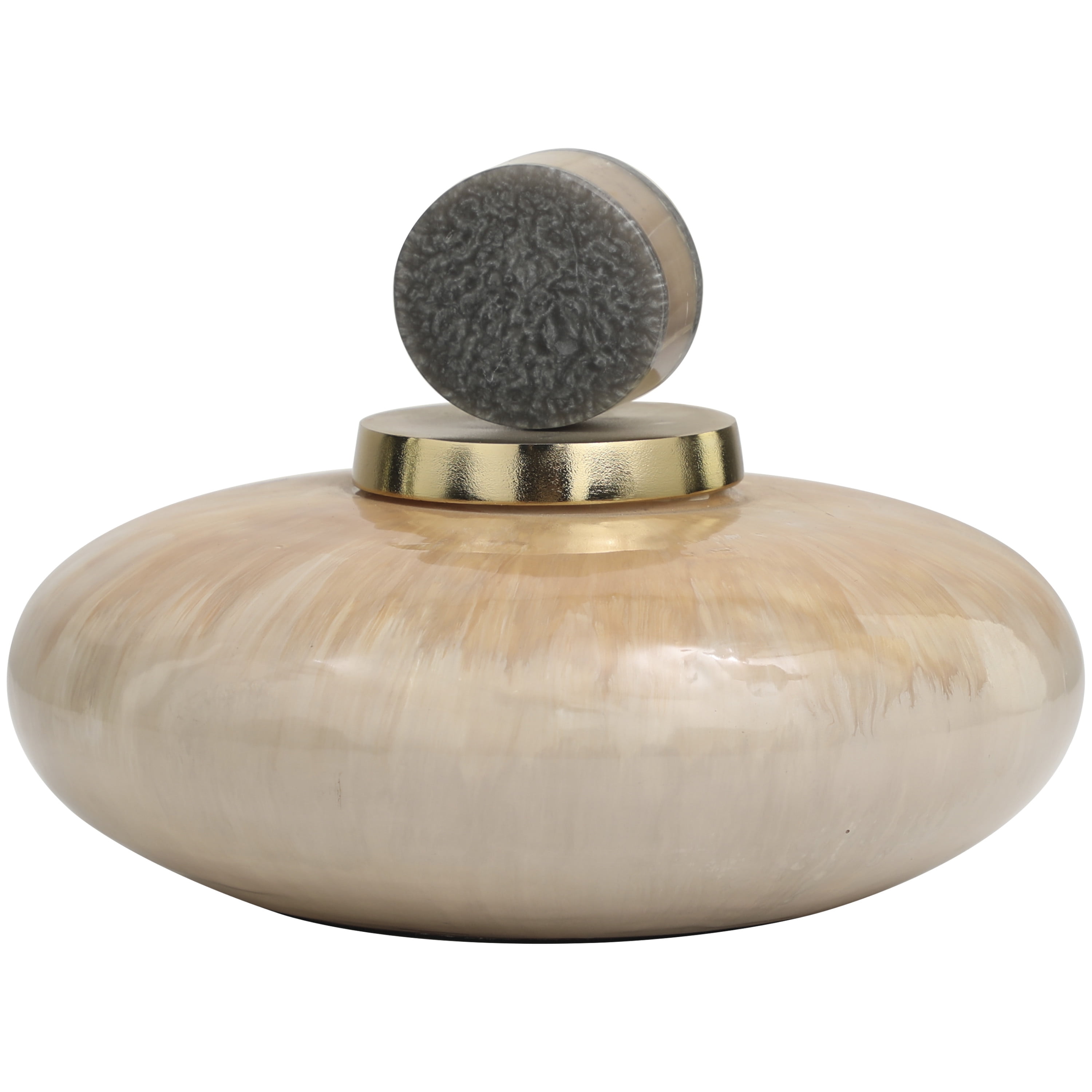 DecMode 12" x 8" Beige Glass Geometric Ombre Decorative Jars with Peach ...