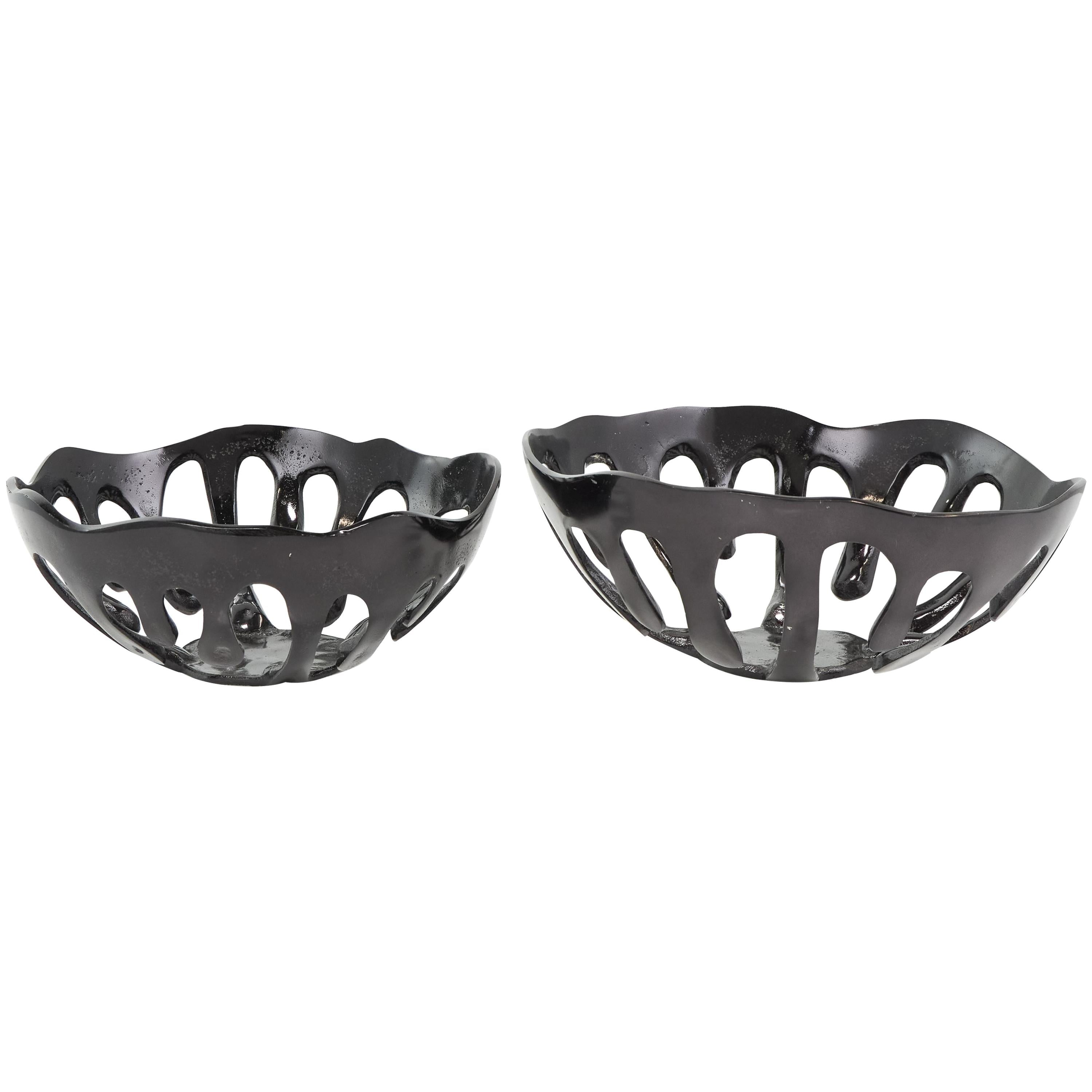 Free Shipping! DecMode 13, 11W Round Black Aluminum Decorative Bowl Set ...