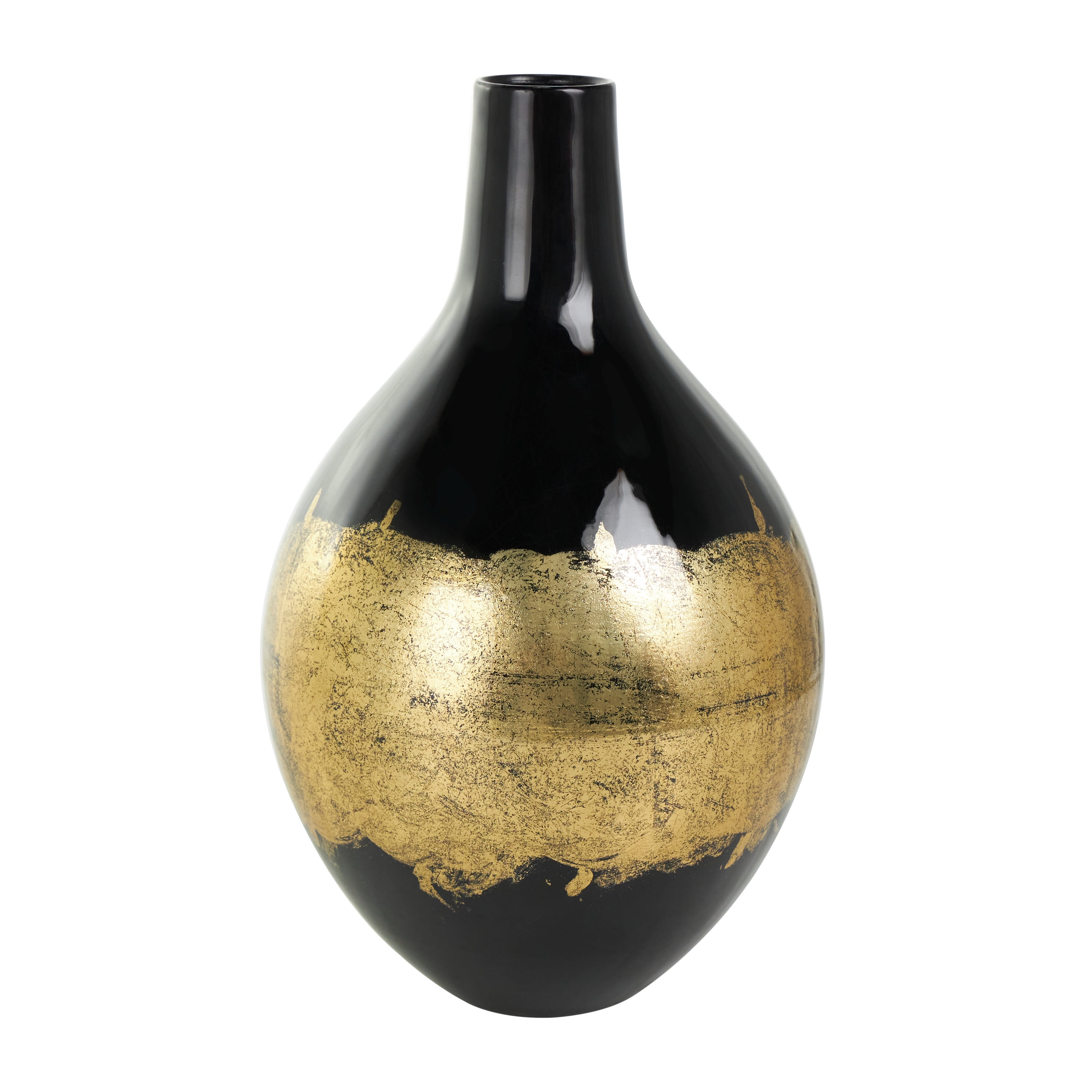 DecMode 13 Black Metal Vase - Gold Detailing - Home Decor - Walmart.com