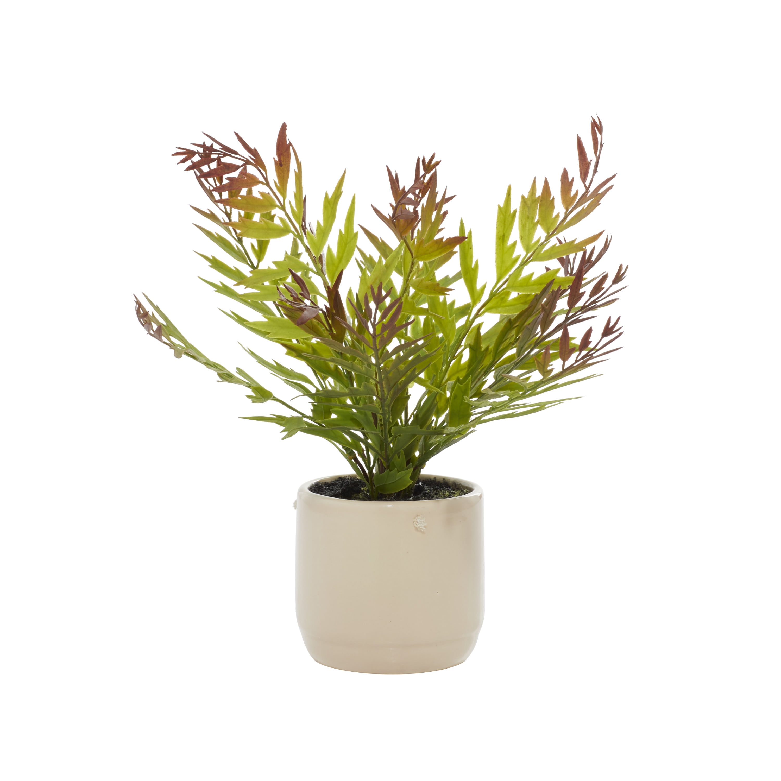 DecMode 13" Artificial Fern Plant in Realistic Leaves and Beige Ceramic ...