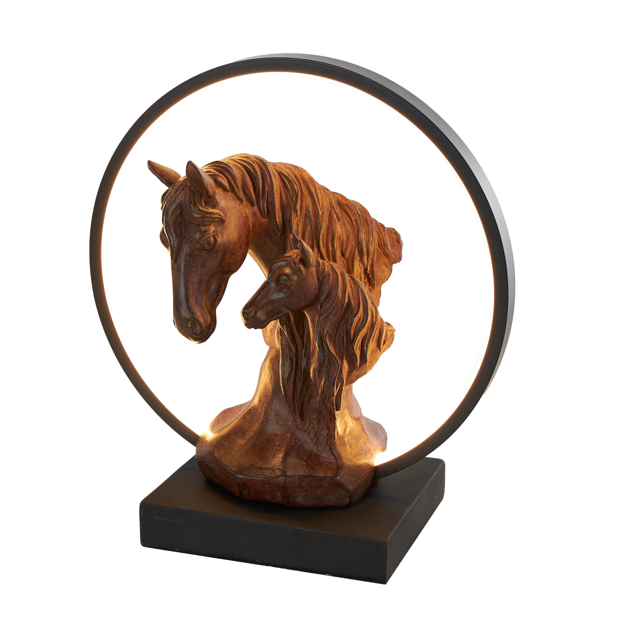DecMode 13" Family Horse Copper Table Lamp with Shade - Walmart.com