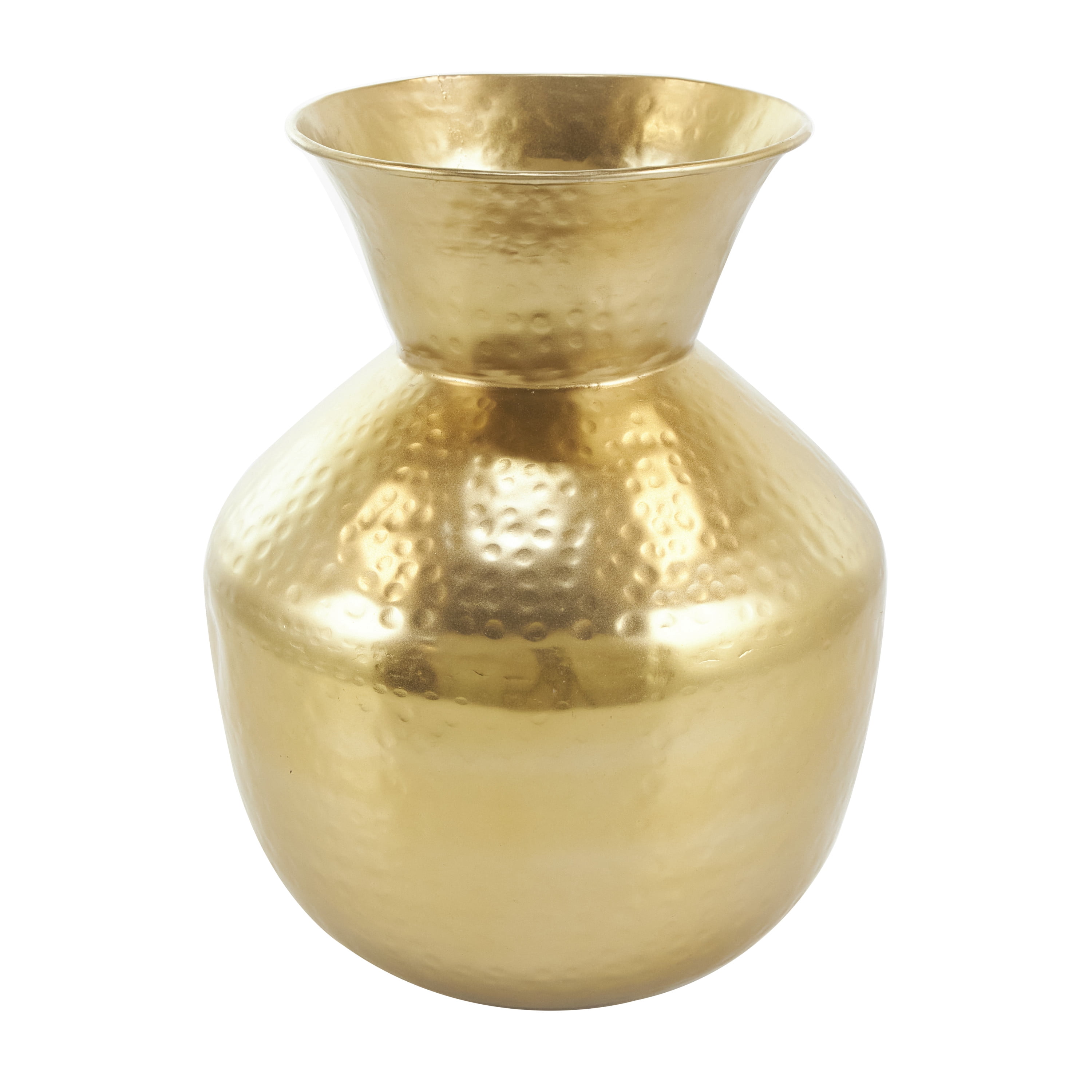 DecMode 13" Hammered Spotted Gold Metal Vase with Fluted Top - Walmart.com