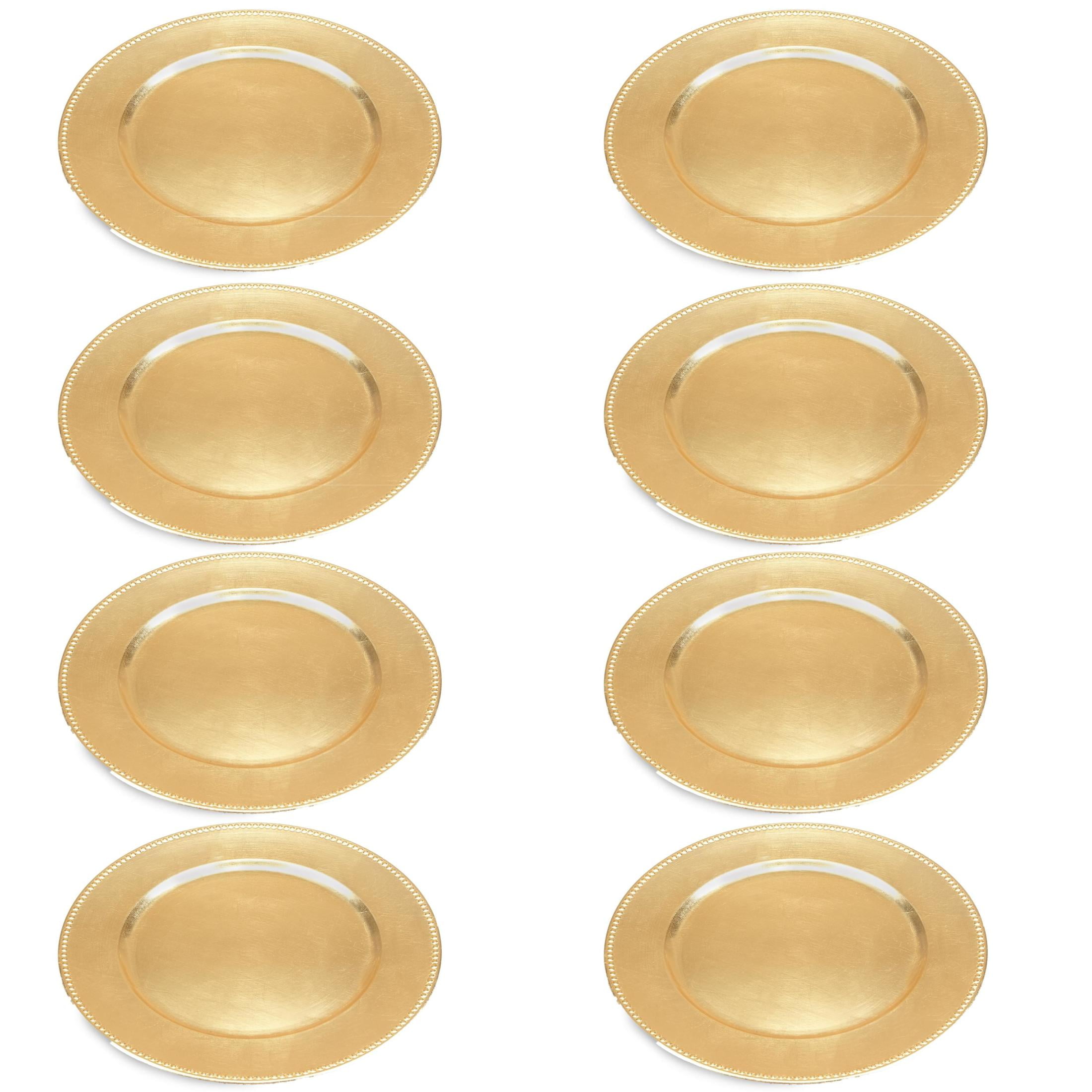 DecMode 13" Round Plate Gold Melamine Plastic Charger, Set of 8 ...