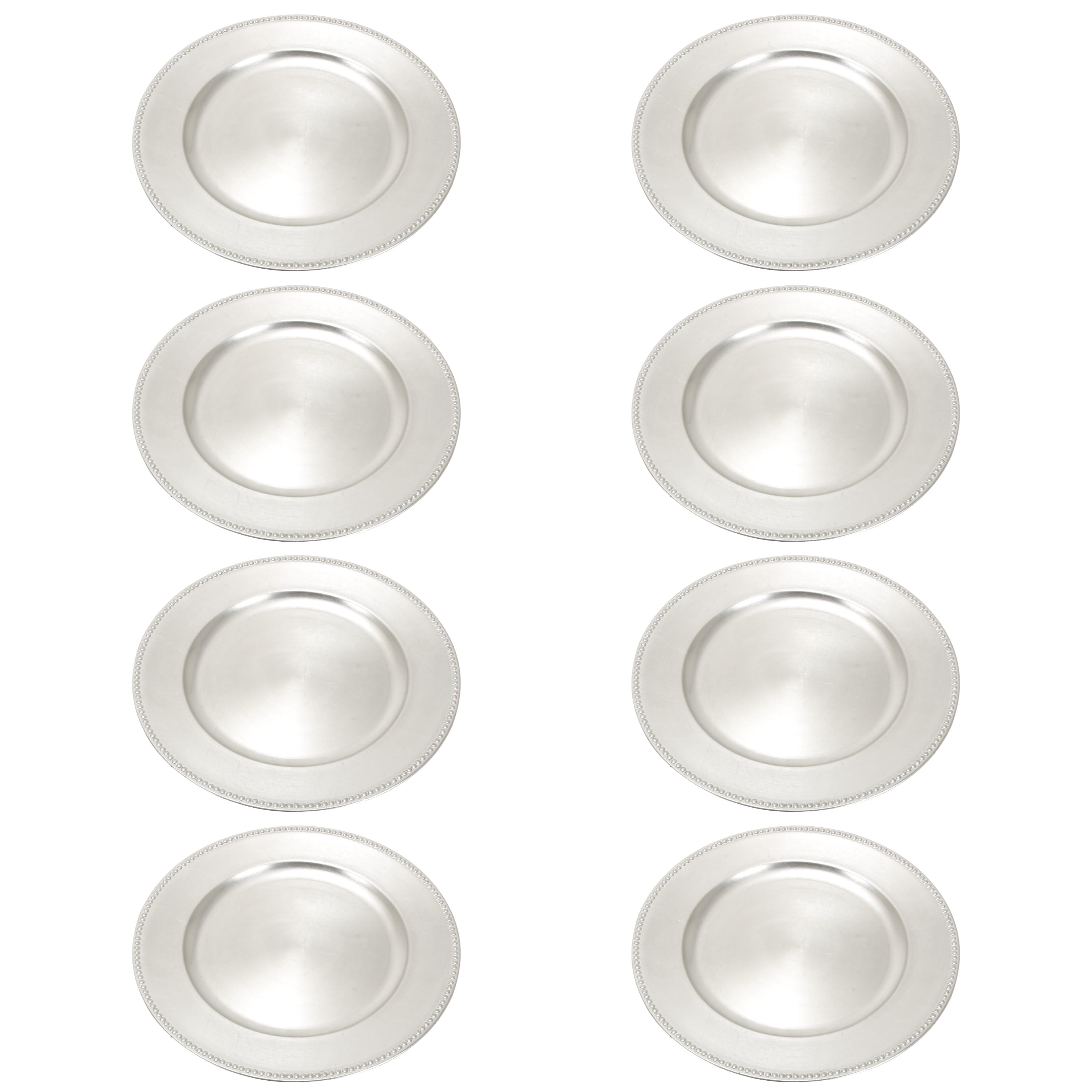 DecMode 13 Inch Round Silver Melamine Decorative Charger Plates Set of ...