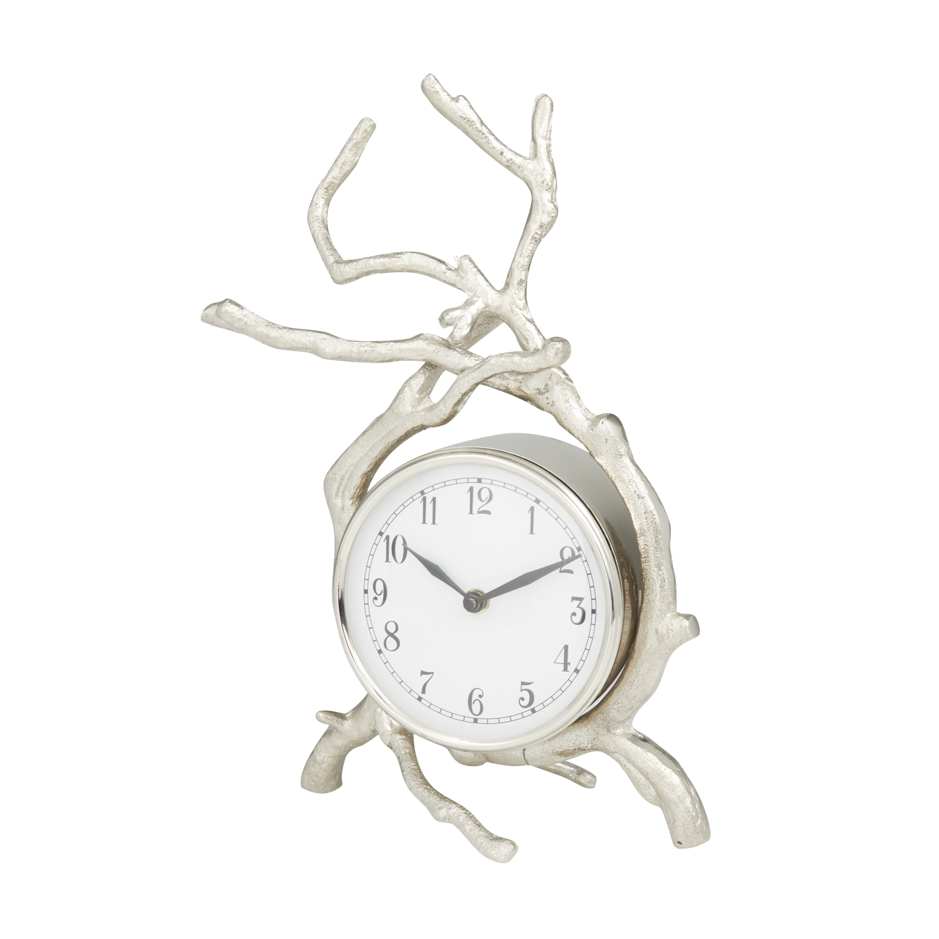DecMode 13" Silver Aluminum Clock with Branch Accents - Walmart.com
