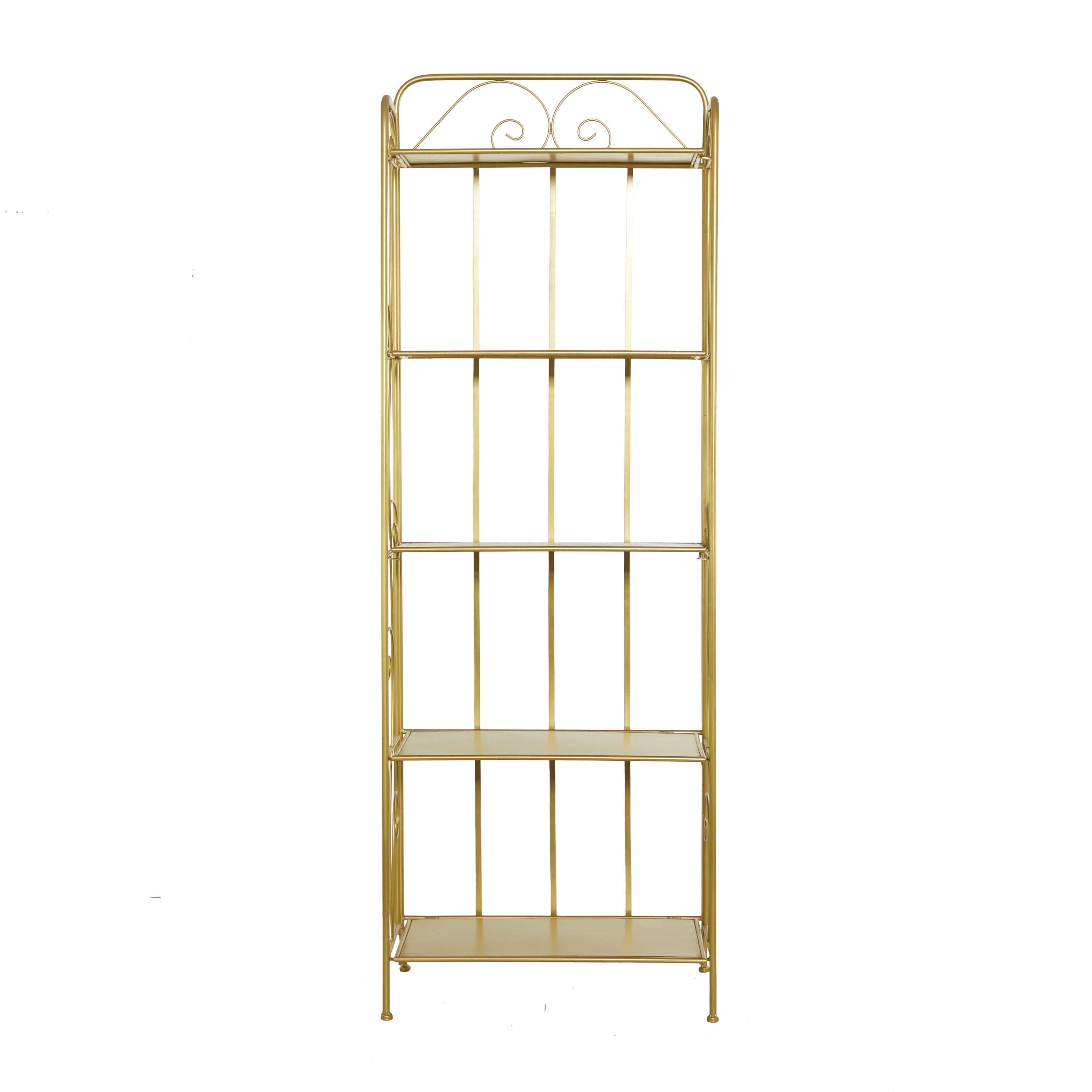 Free Shipping! DecMode Gold Metal Glam Bakers Rack 5 Tier Tall Shelving ...