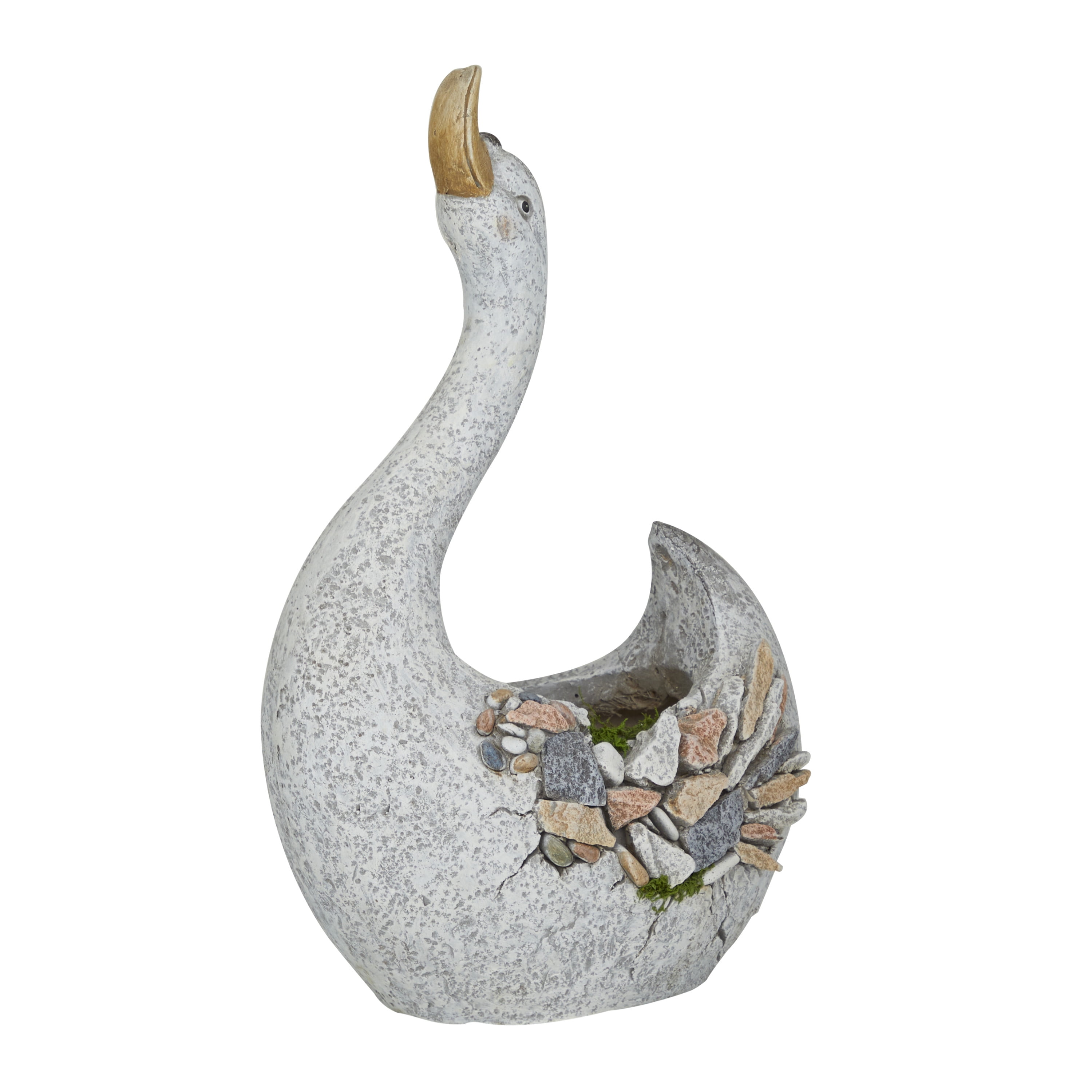 DecMode 13" x 18" Indoor Outdoor Gray Fiberglass Duck Planter with ...
