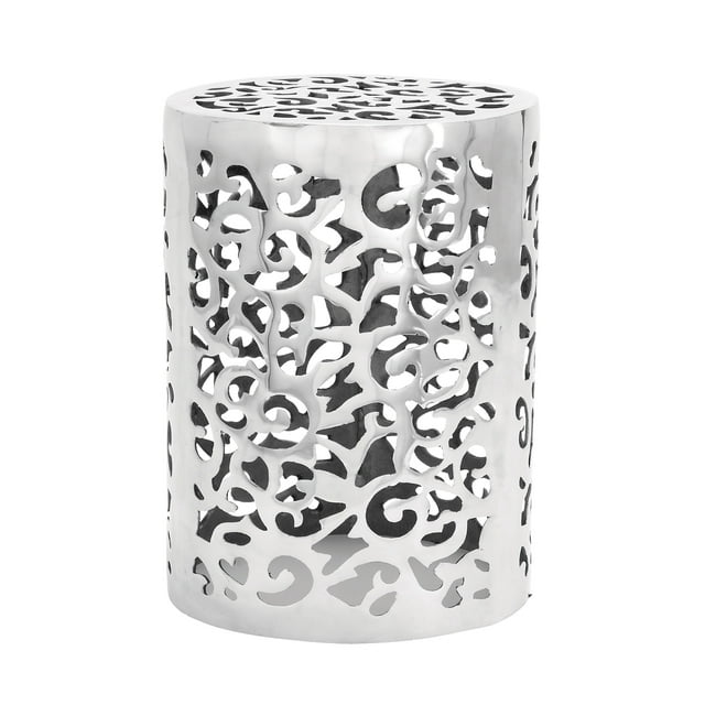 DecMode 13" x 18" Silver Aluminum Scroll Accent Table, 1-Piece ...