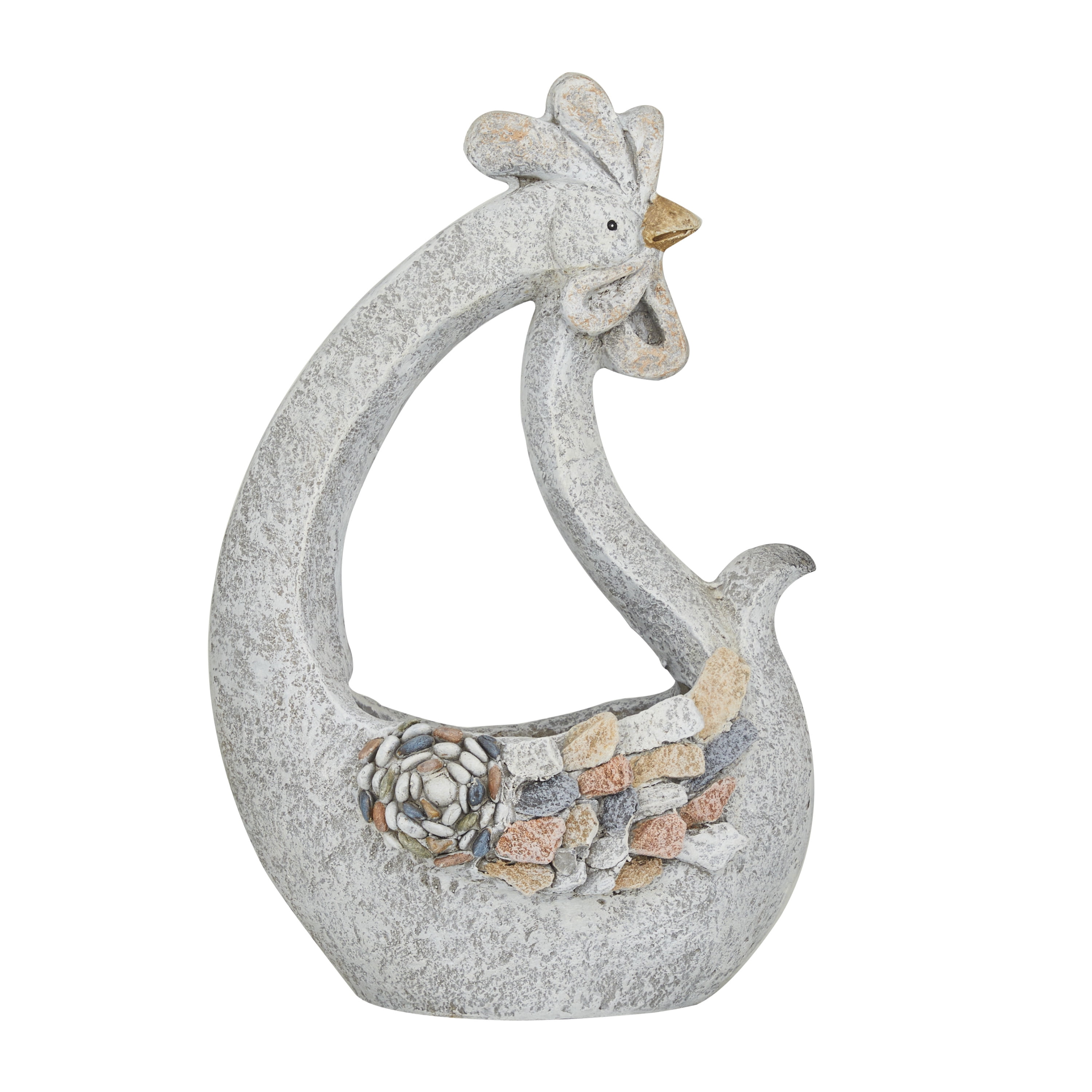 DecMode 13" x 20" Indoor Outdoor Gray Fiberglass Rooster Planter with ...