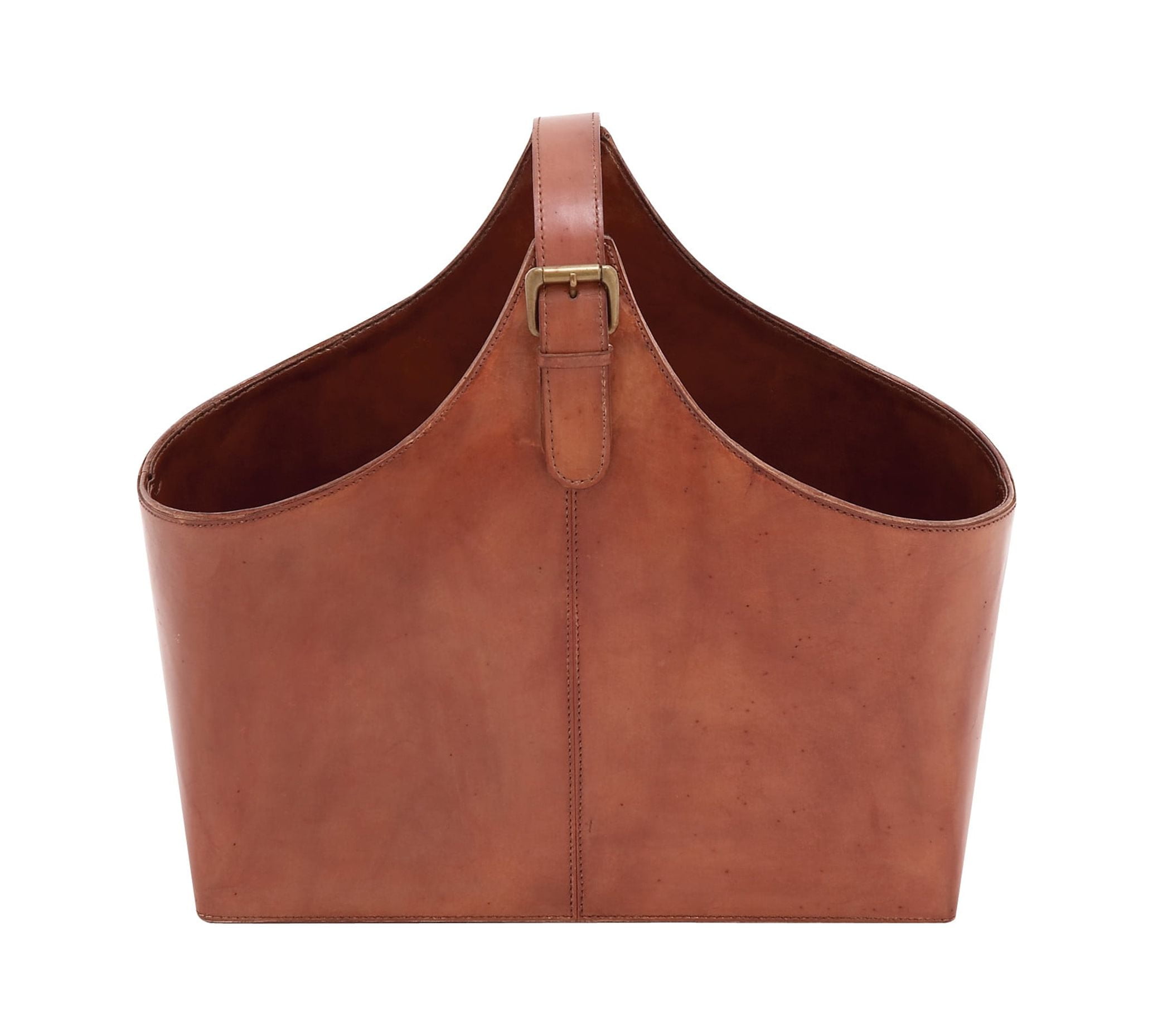 DecMode 14" Brown Leather Handmade Box Style Single Slot Magazine ...