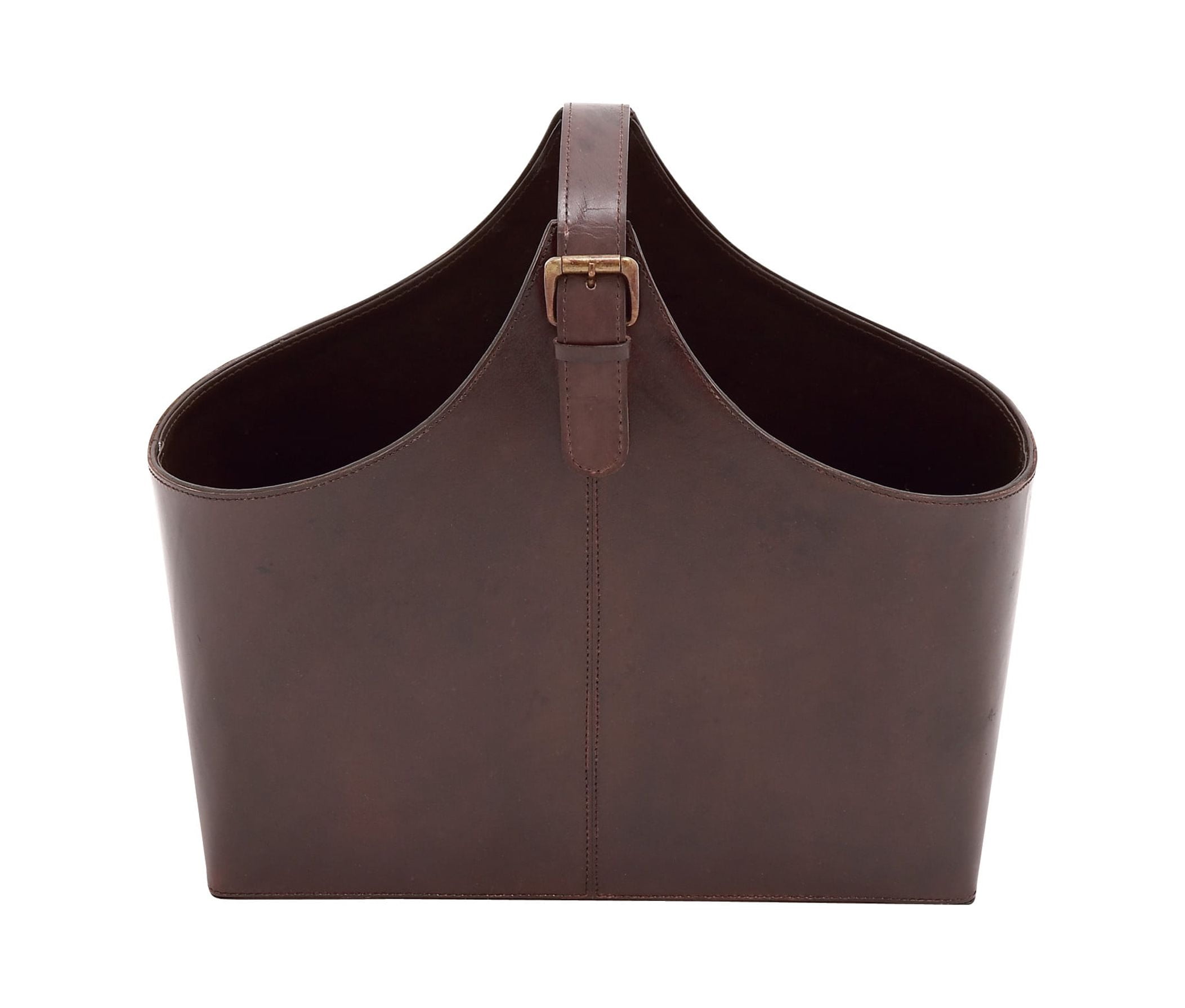 DecMode 14" Dark Brown Leather Handmade Storage Box Style Single Slot ...