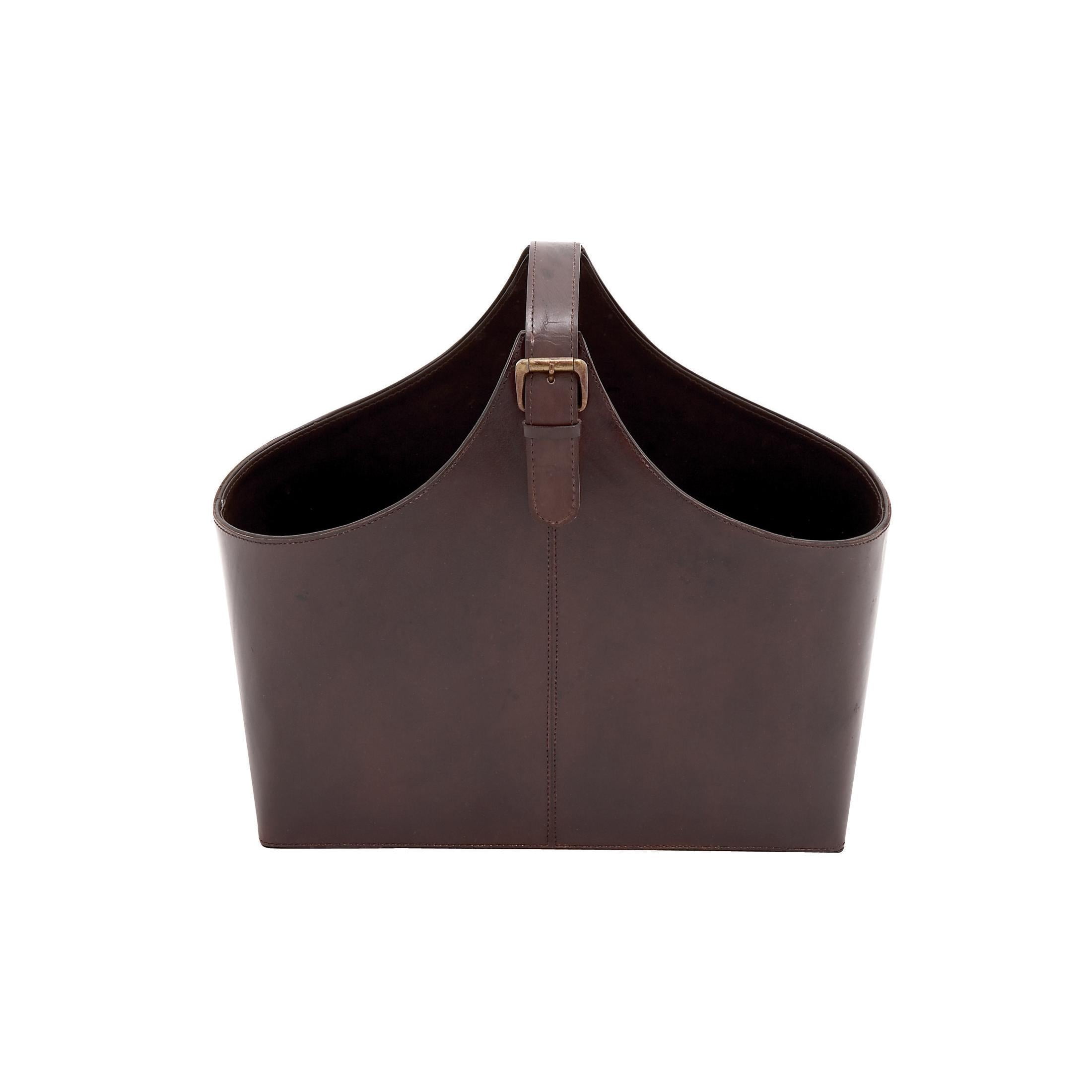 DecMode 14" Dark Brown Leather Handmade Storage Box Style Single Slot ...