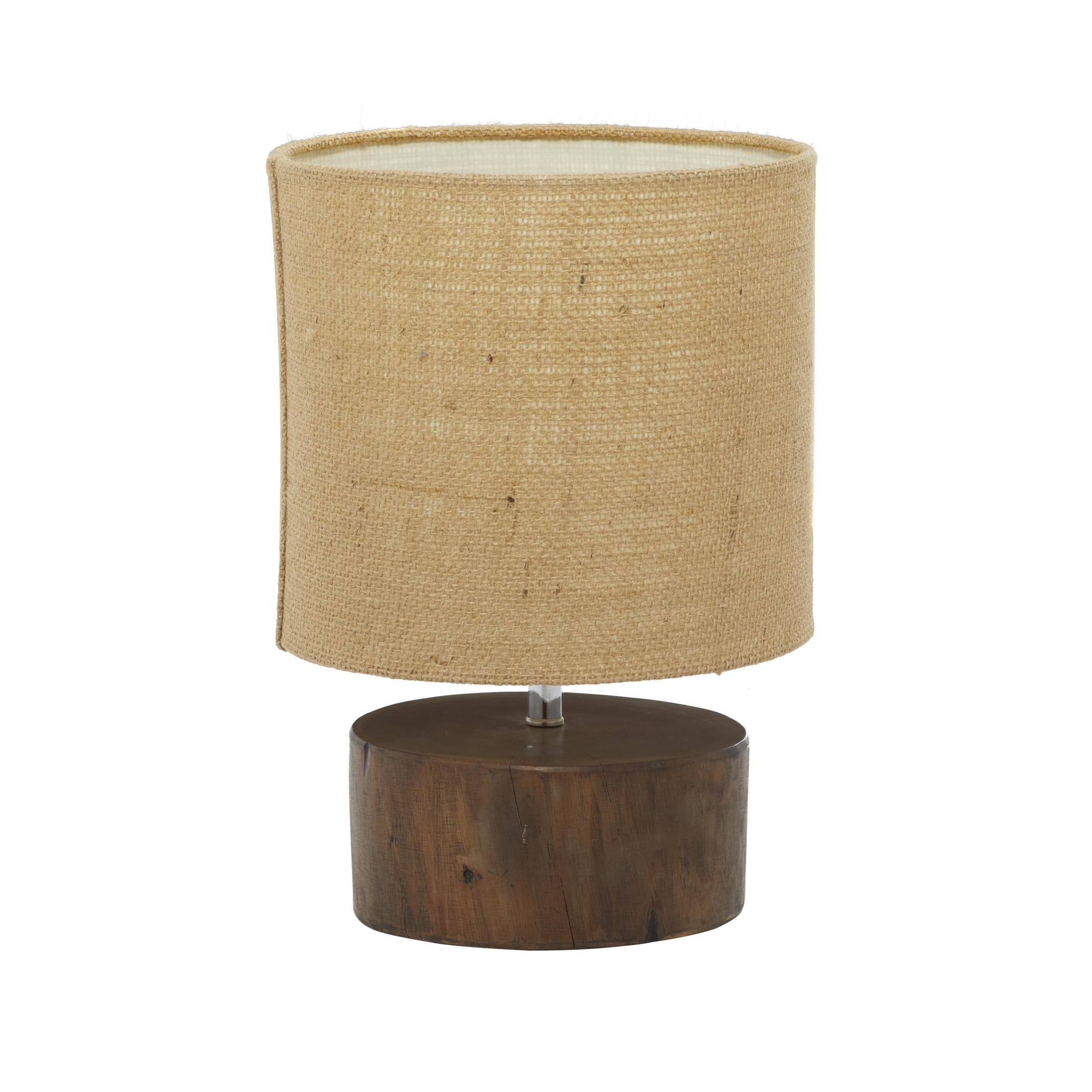 DecMode 14" Low Profile Dark Brown Table Lamp with Brown Linen Shade ...