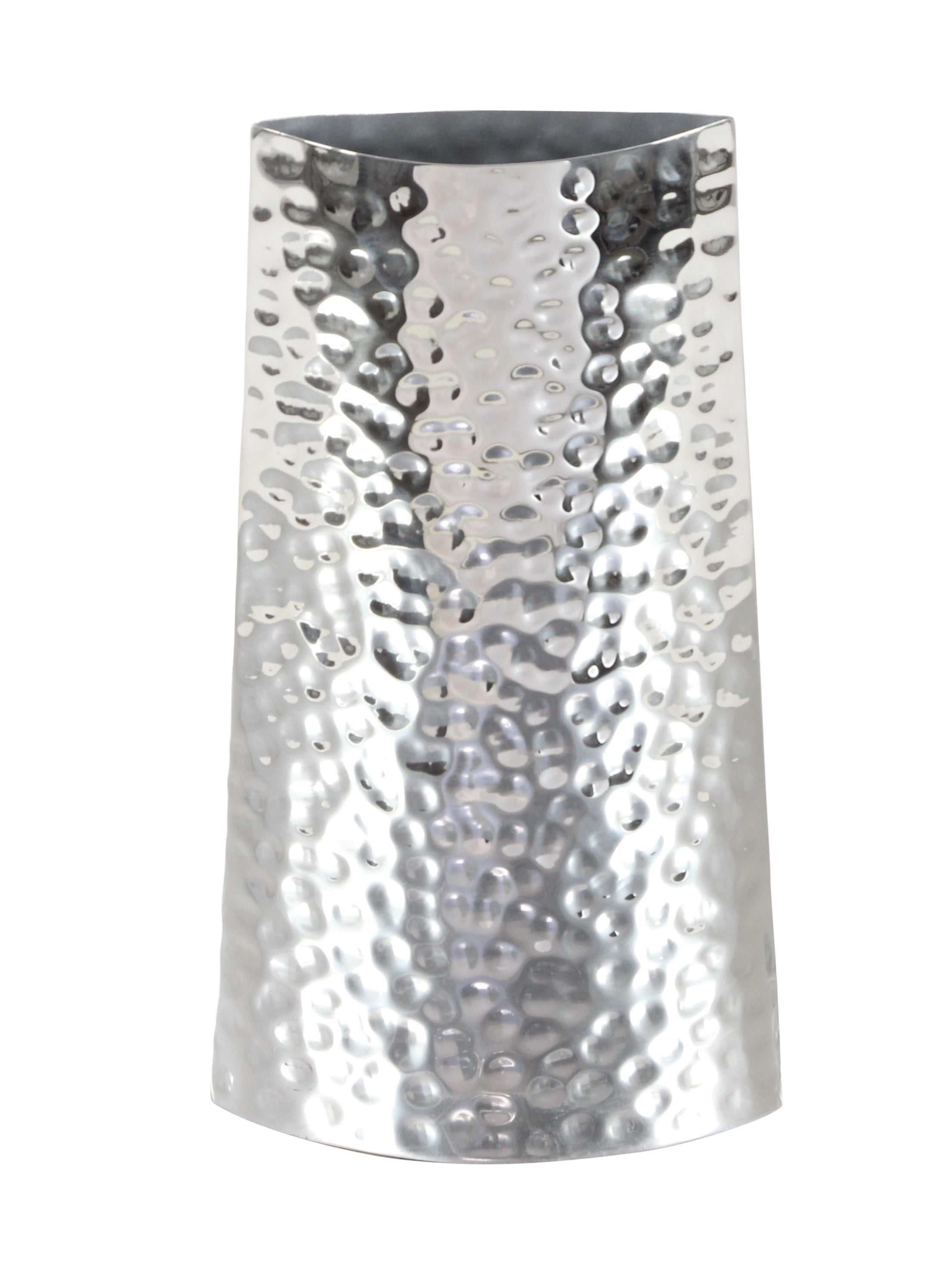 DecMode 14" Hammered Silver Stainless Steel Vase - Walmart.com