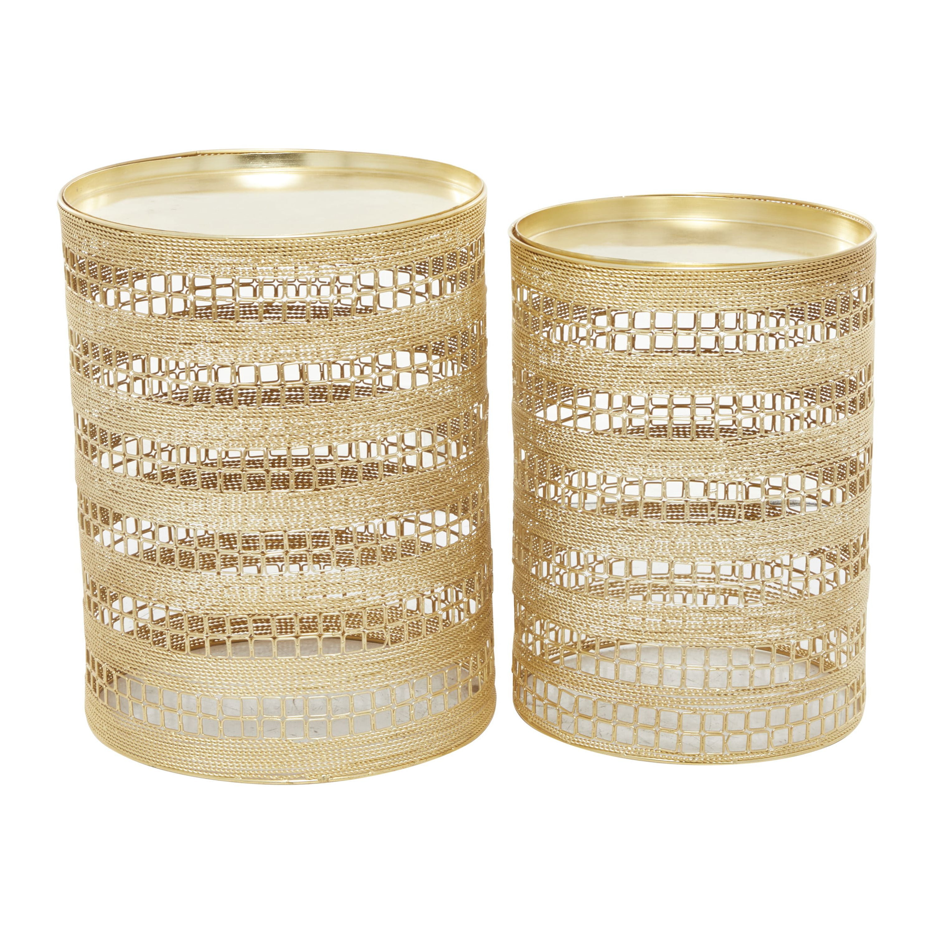 DecMode Gold Metal Accent Table Set - 18 2-Piece End Tables - Walmart.com