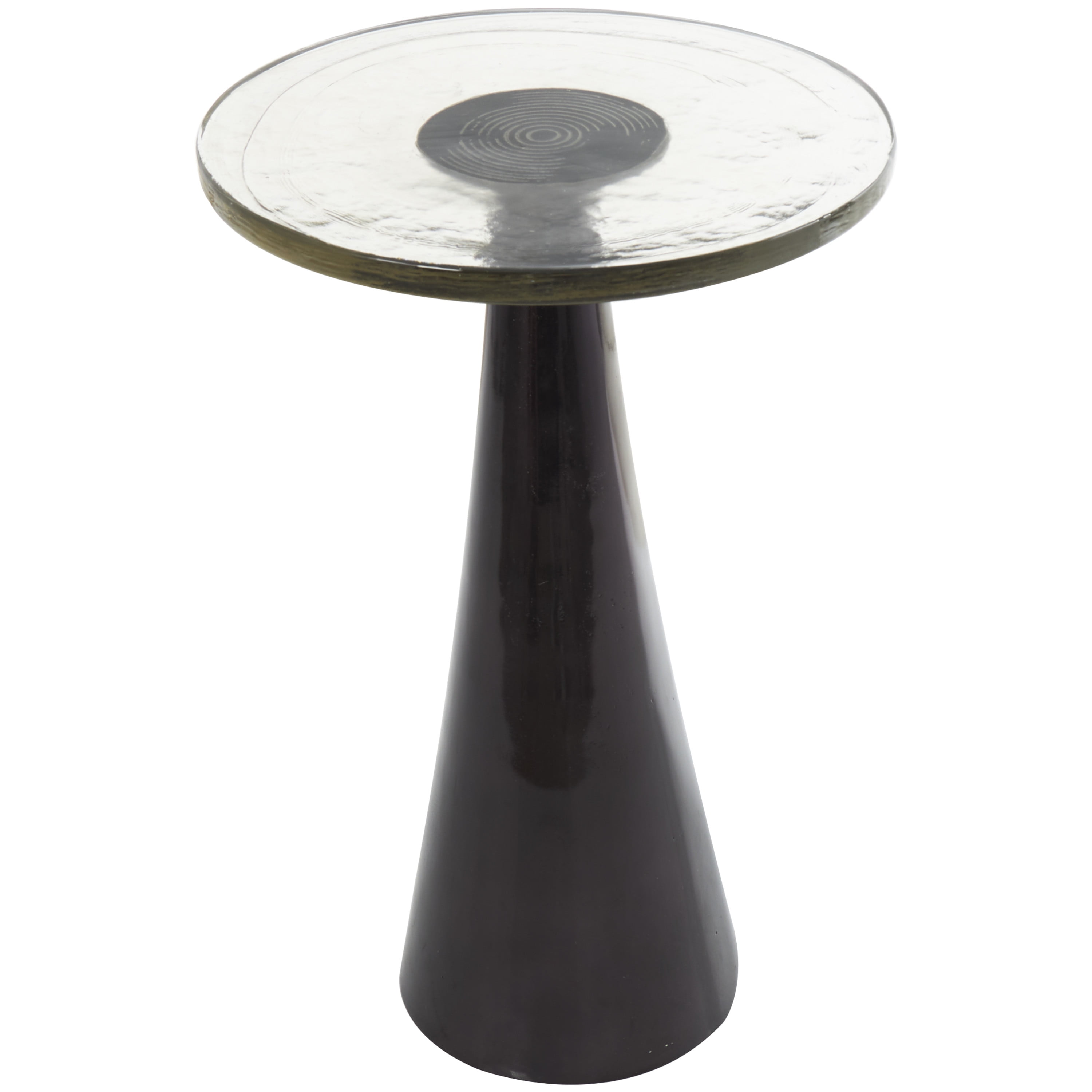 DecMode 14" x 22" Black Aluminum Cone Geometric Accent Table with ...