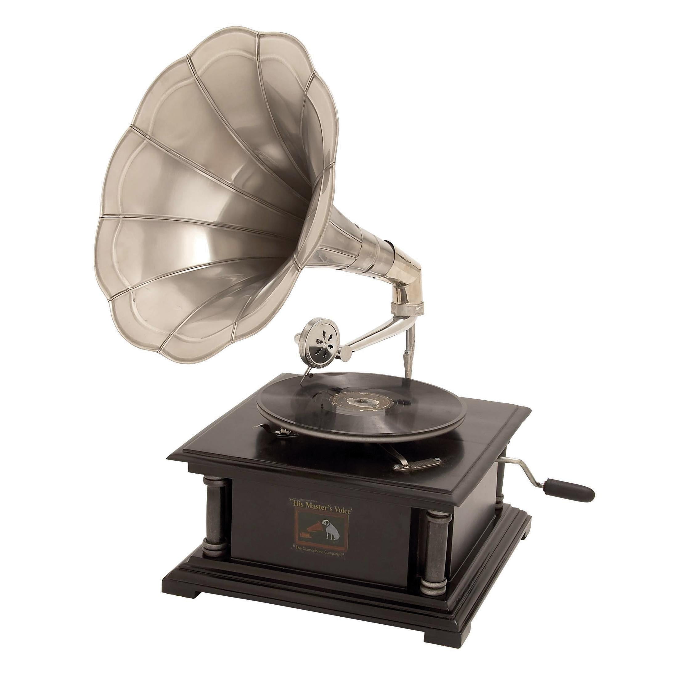 Free Shipping! DecMode 14" x 26" Black Mango Wood Functional Gramophone ...