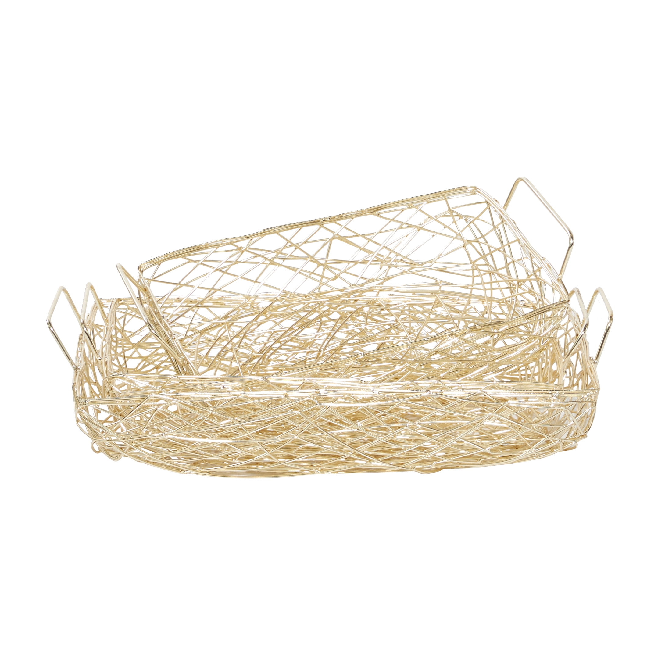 Free Shipping! DecMode Gold Metal Rectangle Decorative Trays with ...