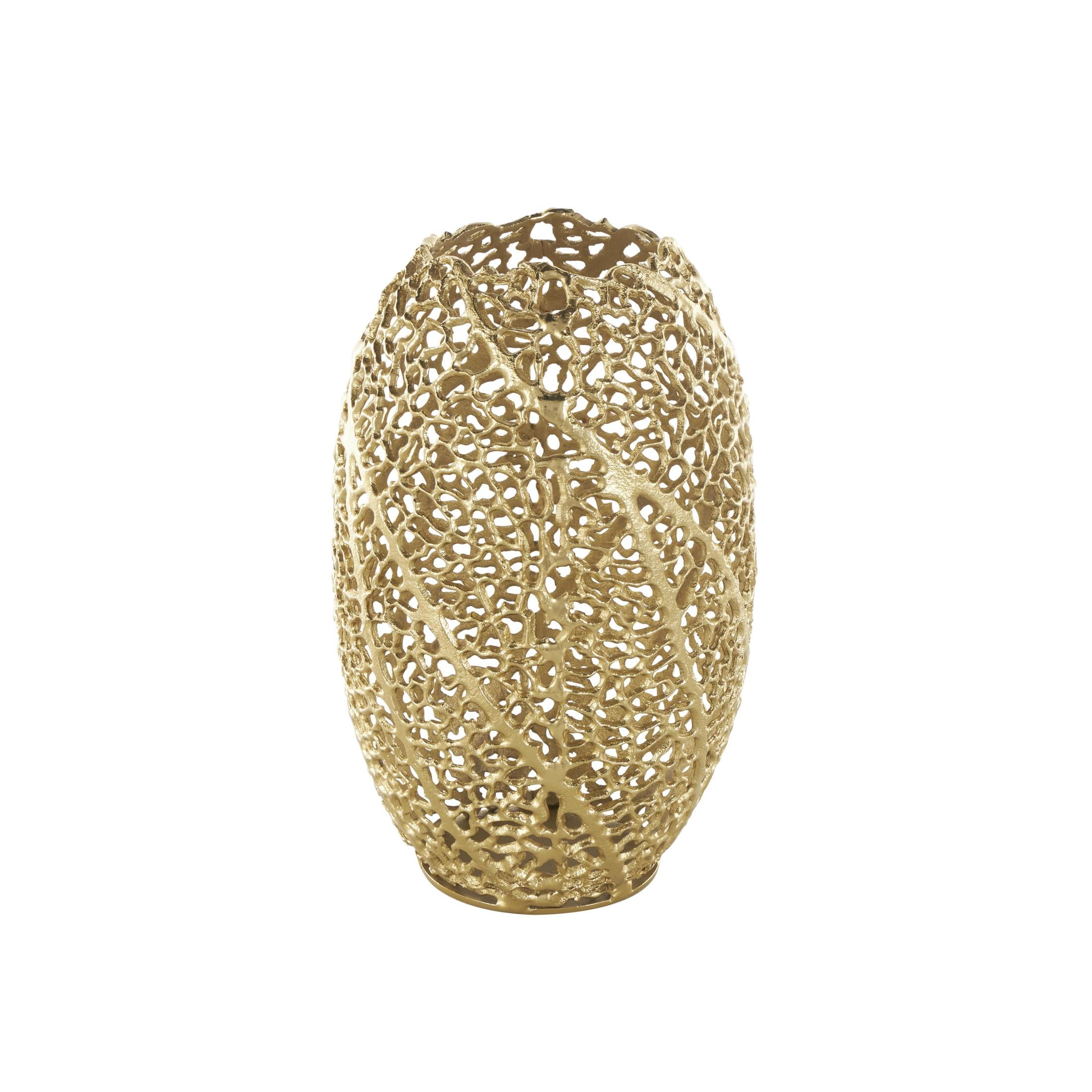DecMode 15" Abstract Metallic Coral Inspired Gold Aluminum Metal Vase ...