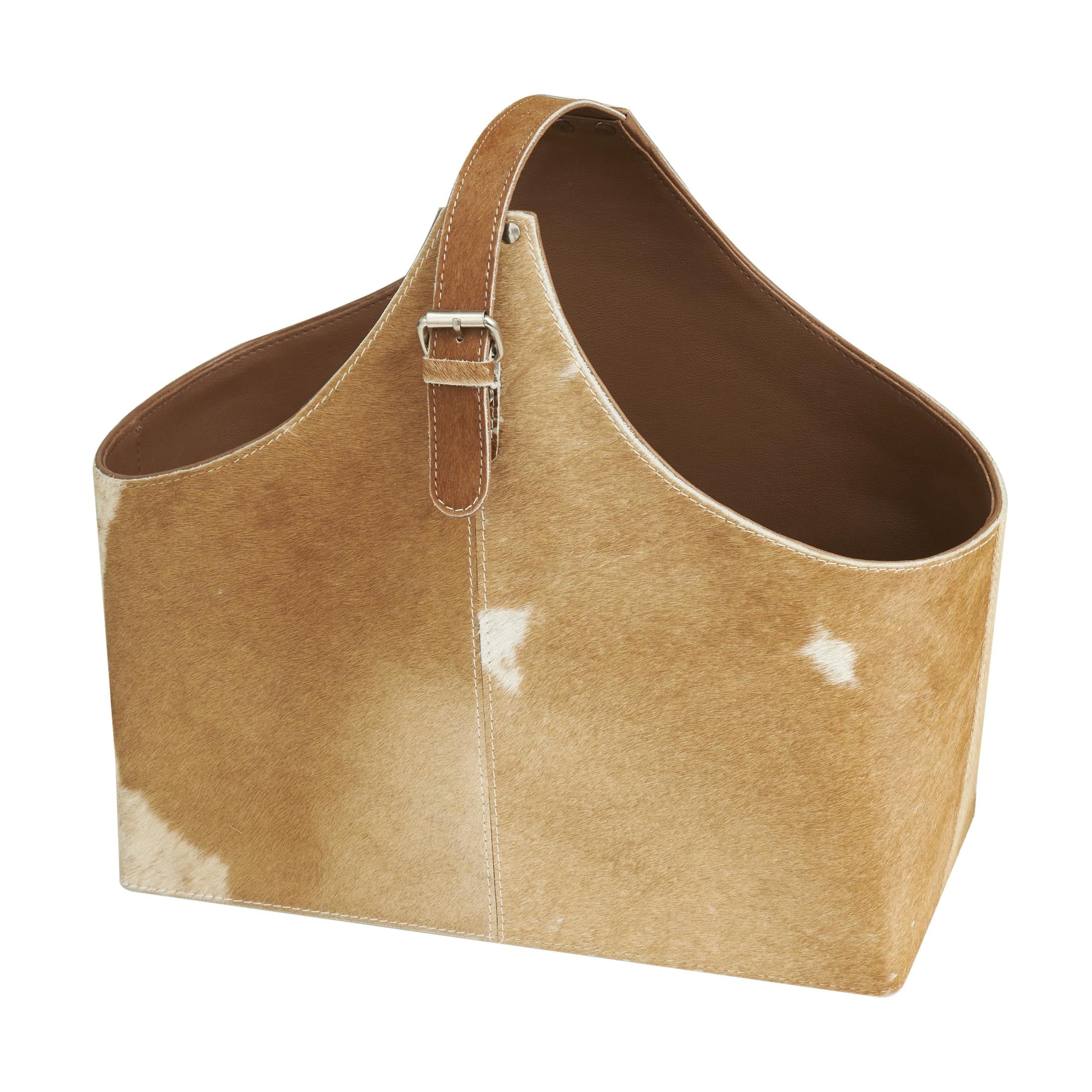 DecMode 15" Brown Leather Handmade Box Style Magazine Holder with ...