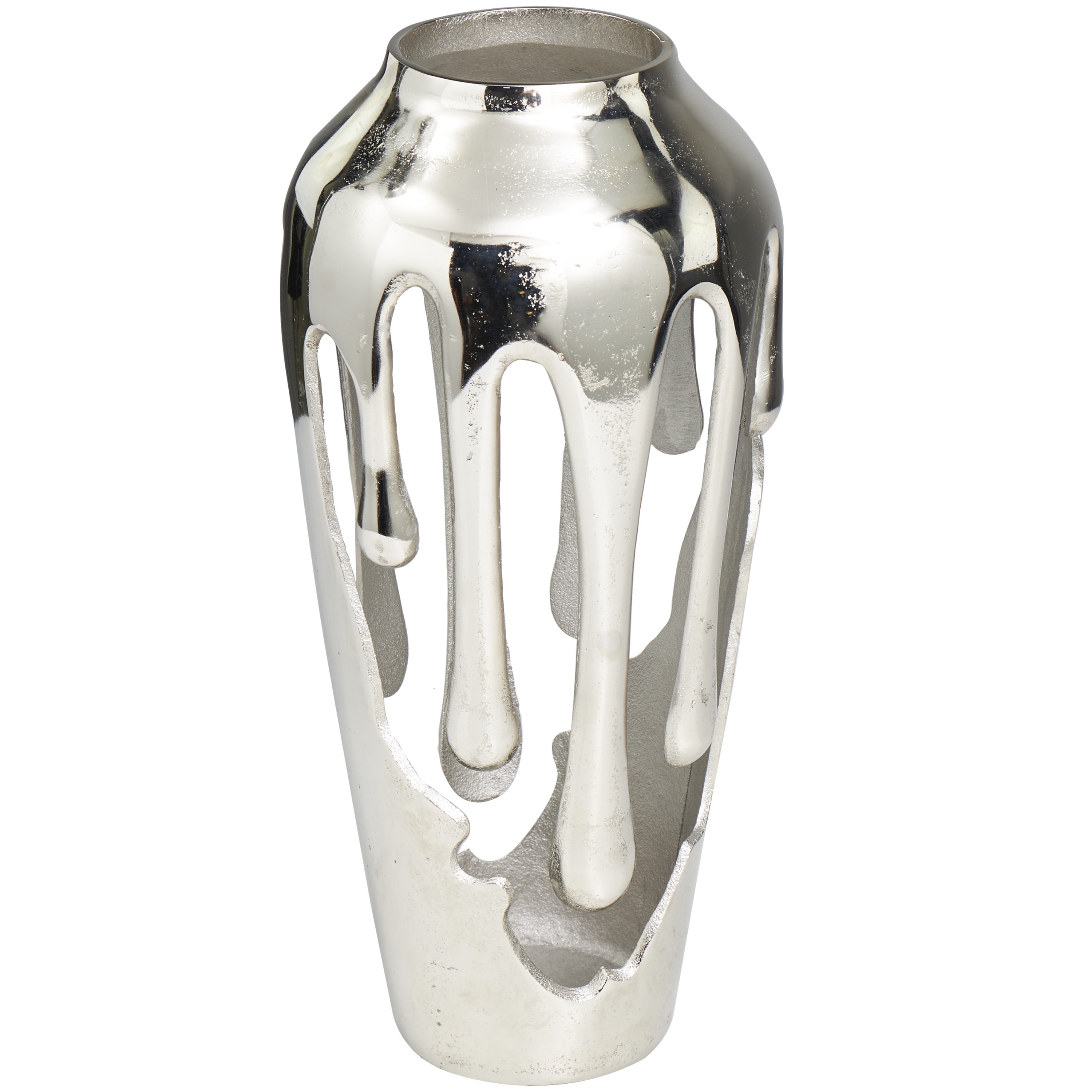 DecMode 15 Drip Silver Aluminum Vase - Home Decor Essential - Walmart.com