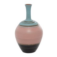 DecMode Blue Ceramic Vase with Handles - Stylish Home Decor - Walmart.com