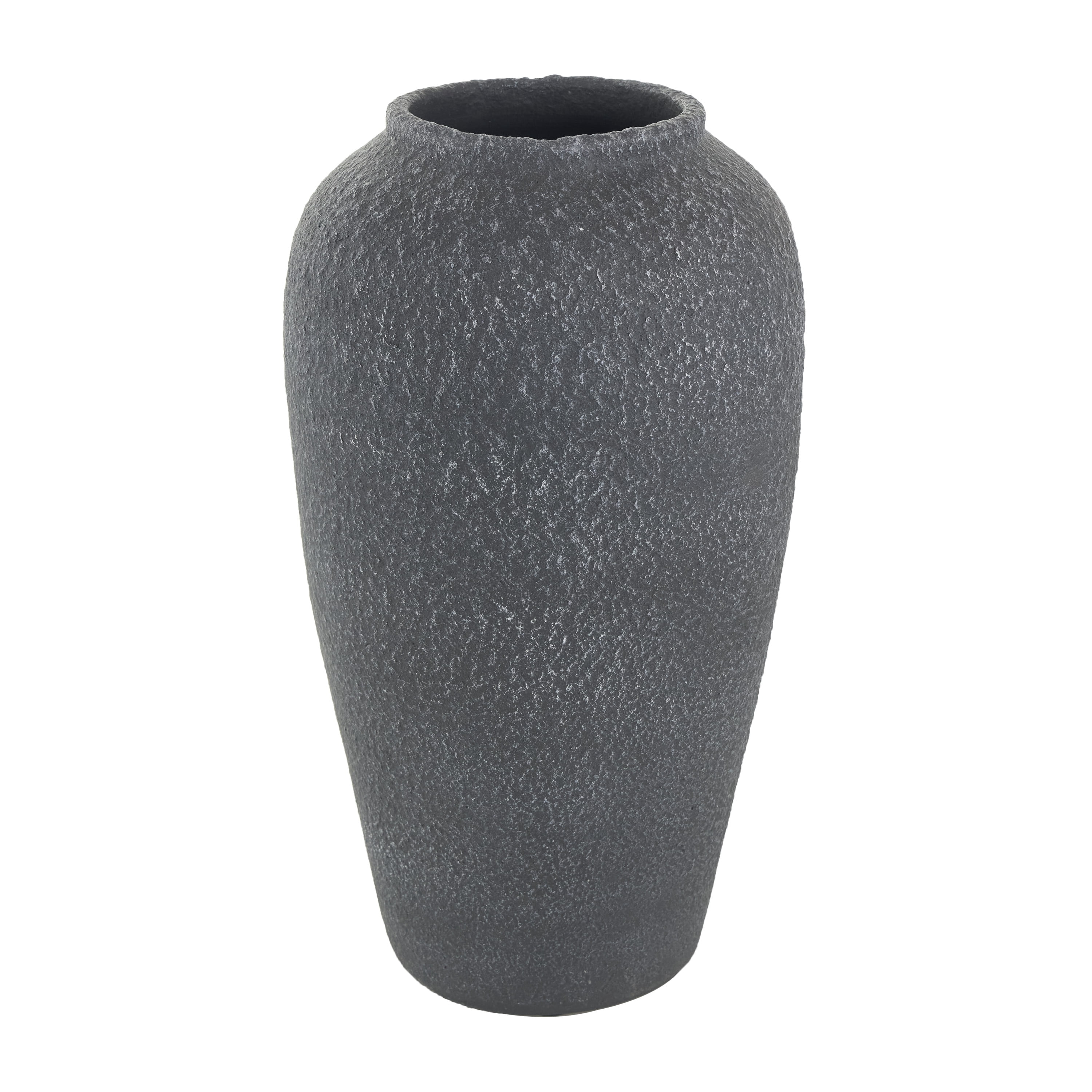 DecMode 15" Whitewashed Textured Black Ceramic Vase - Walmart.com