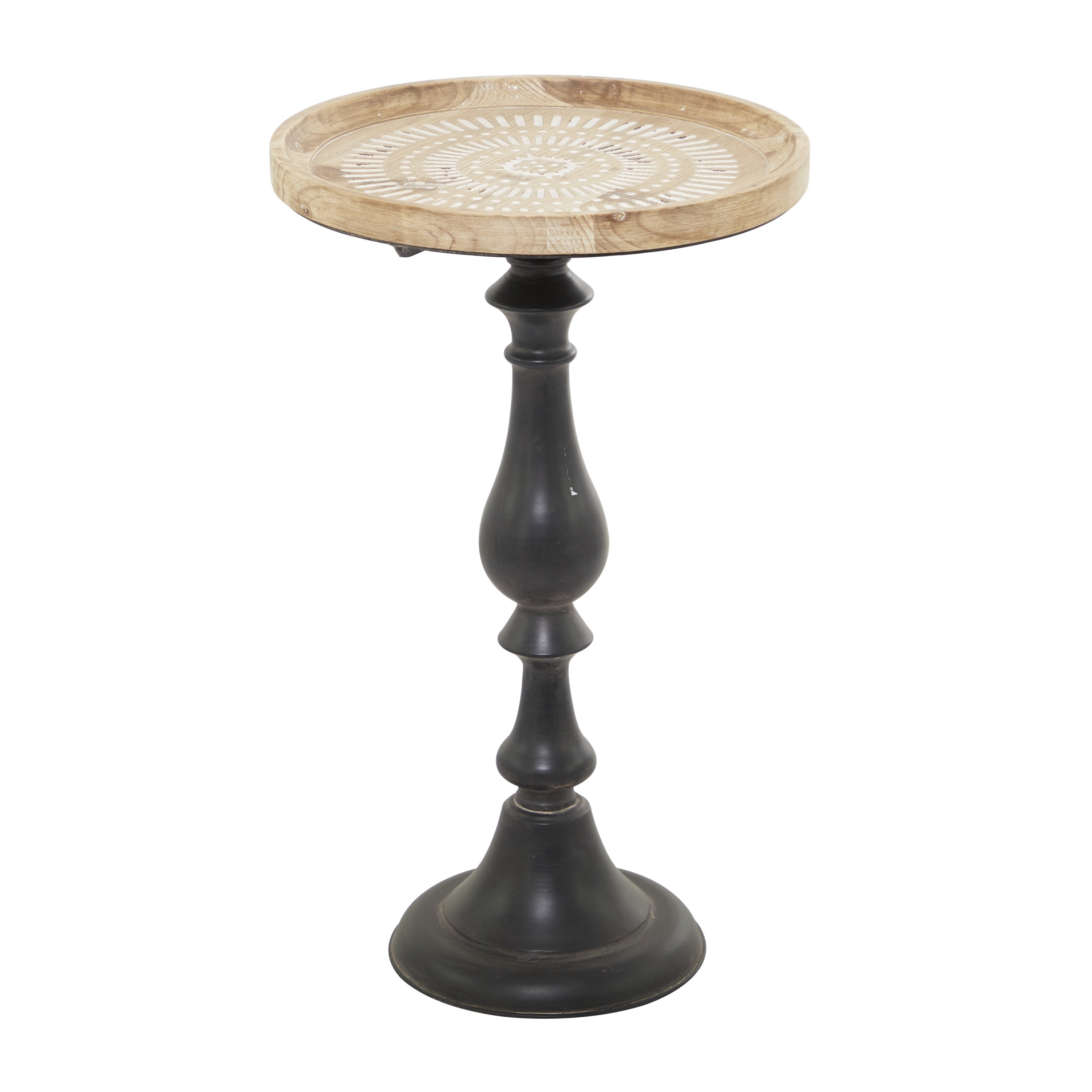 Free Shipping! DecMode 15x25 Brown Wood Floral Accent Table with Black ...