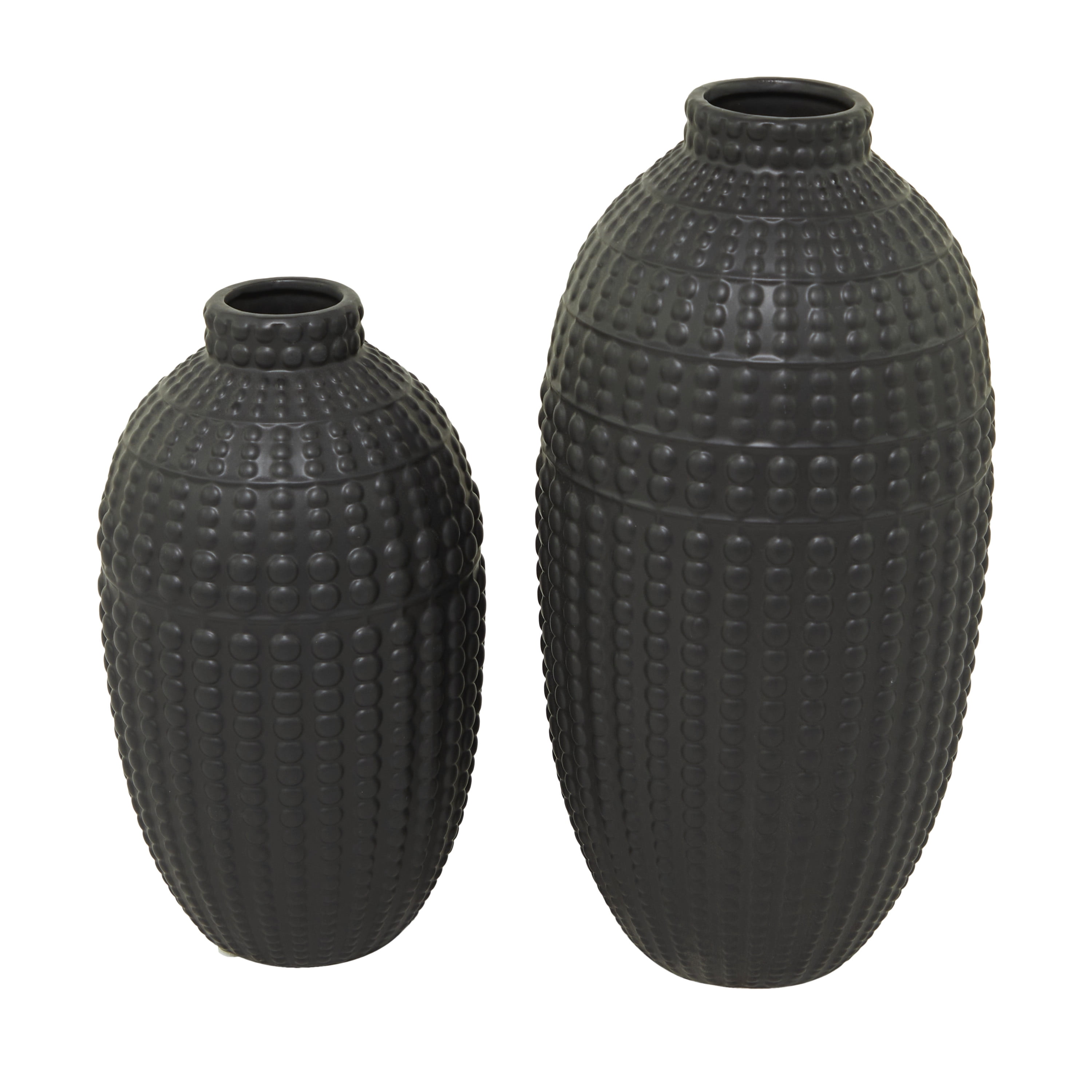 DecMode 16", 12"H Black Ceramic Vase, Set of 2 - Walmart.com