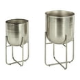 DecMode 16", 13"H Indoor Outdoor Silver Metal Planter with Removable ...