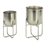 DecMode 16", 13"H Indoor Outdoor Silver Metal Planter with Removable ...