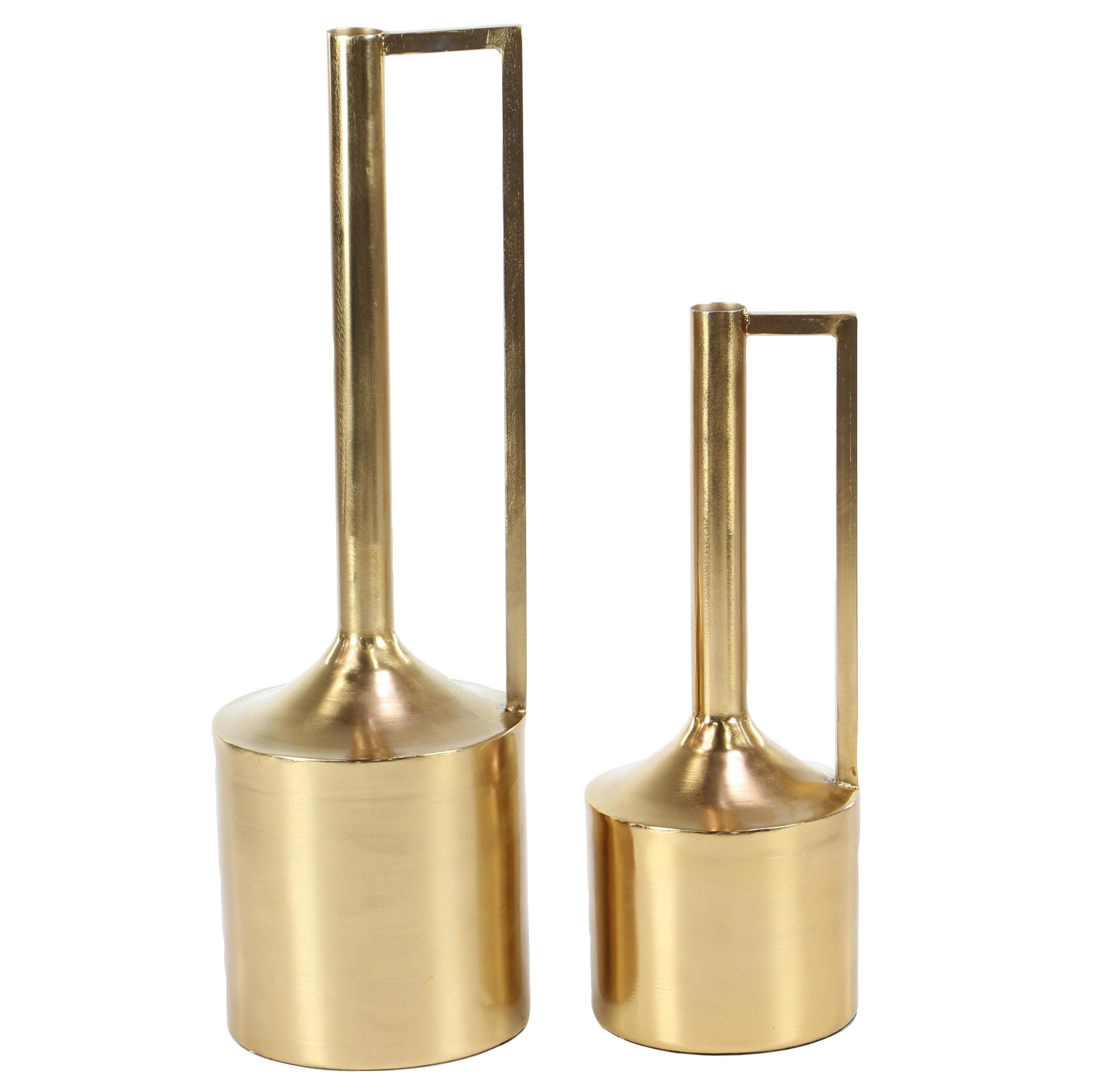 DecMode 16", 22"H Gold Metal Vase with Handles, Set of 2 - Walmart.com