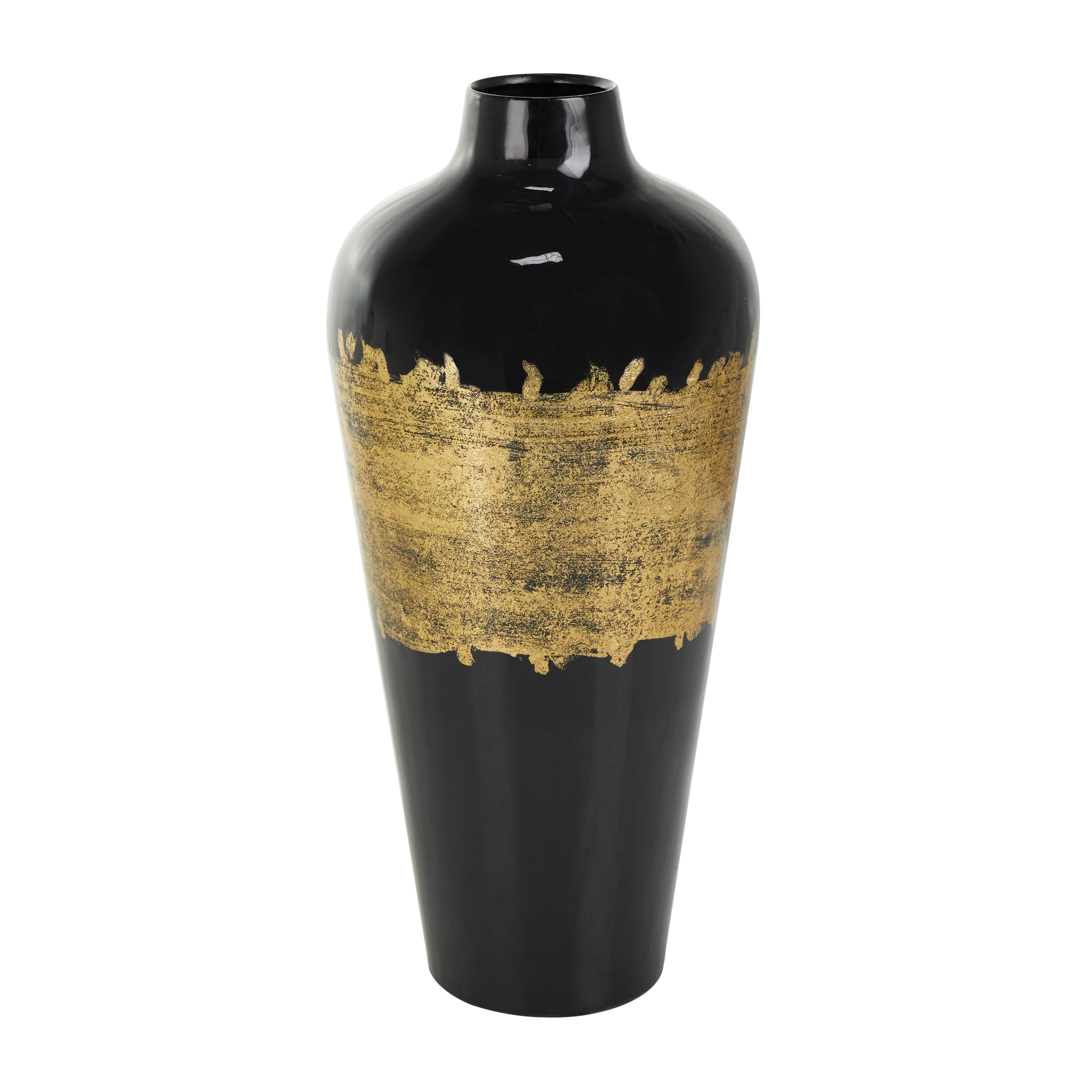 Free Shipping! DecMode 16" Abstract Black Metal Vase with Gold Detail ...