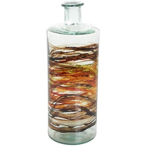 DecMode Teal Recycled Glass Handmade Spanish Bottle Neck Decorative ...