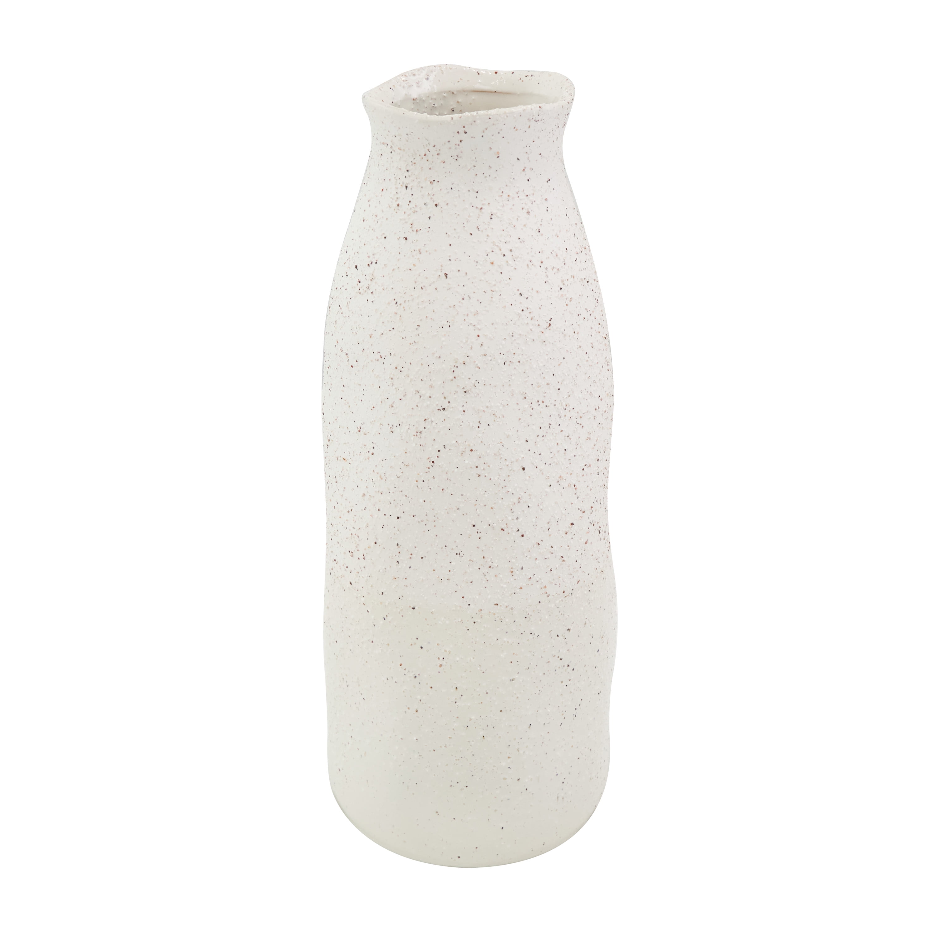 DecMode 16in Cream Ceramic Vase with Textured Detailing Modern ...