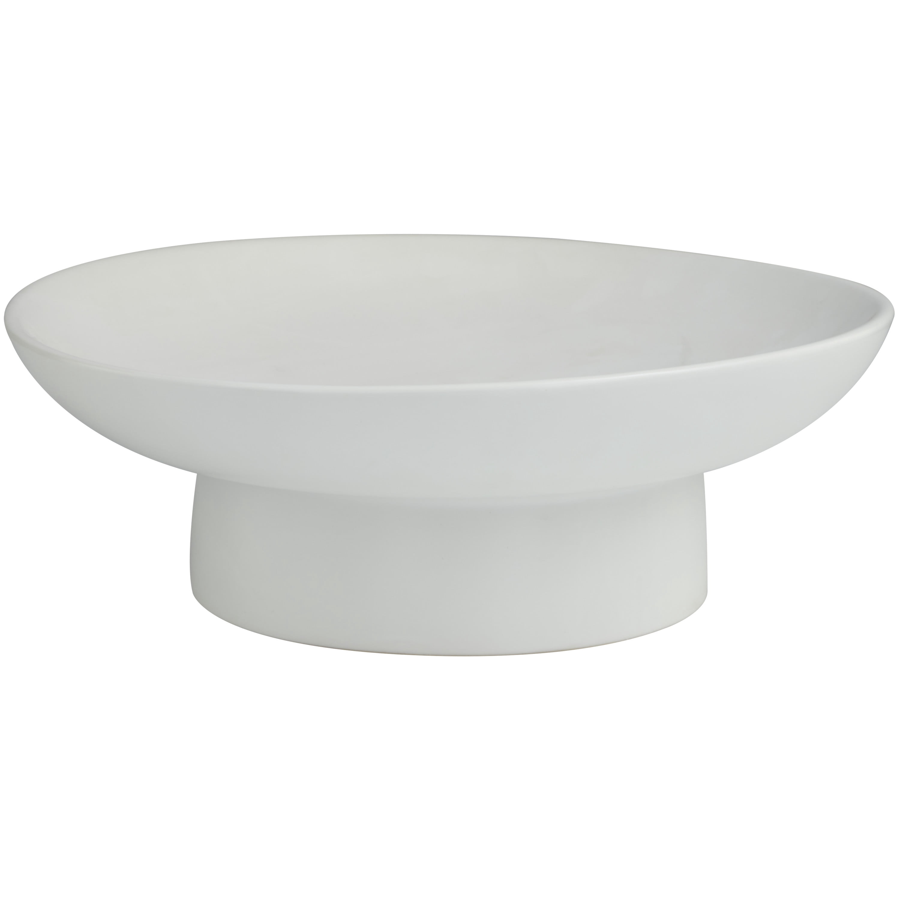DecMode 16" Round Wide White Ceramic Decorative Bowl with Elevated Base ...