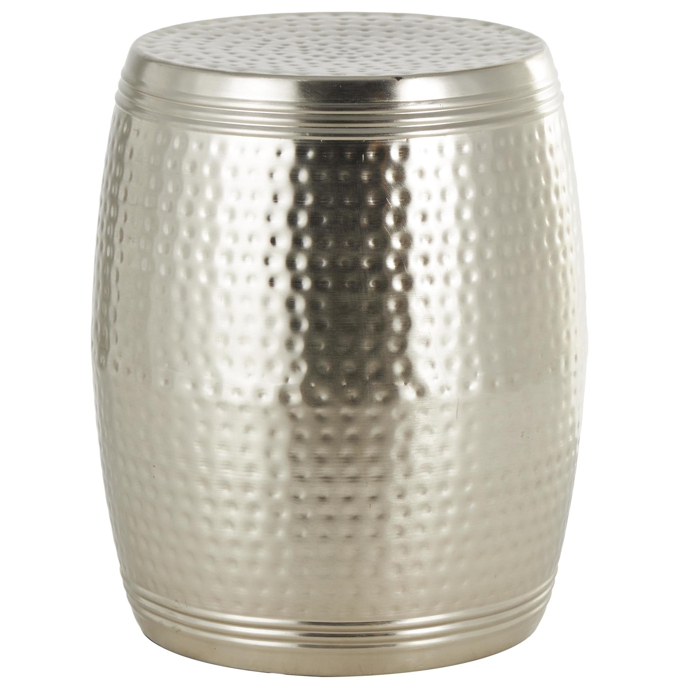 DecMode Silver Metal Drum Accent Table with Grooves - Glam Living Room ...