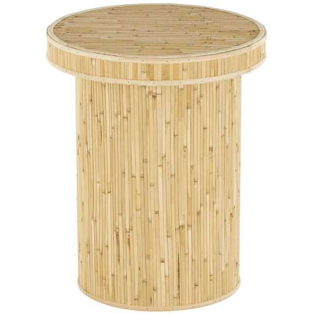 DecMode 16" x 20" Light Brown Wooden Handmade Accent Table with Linear ...